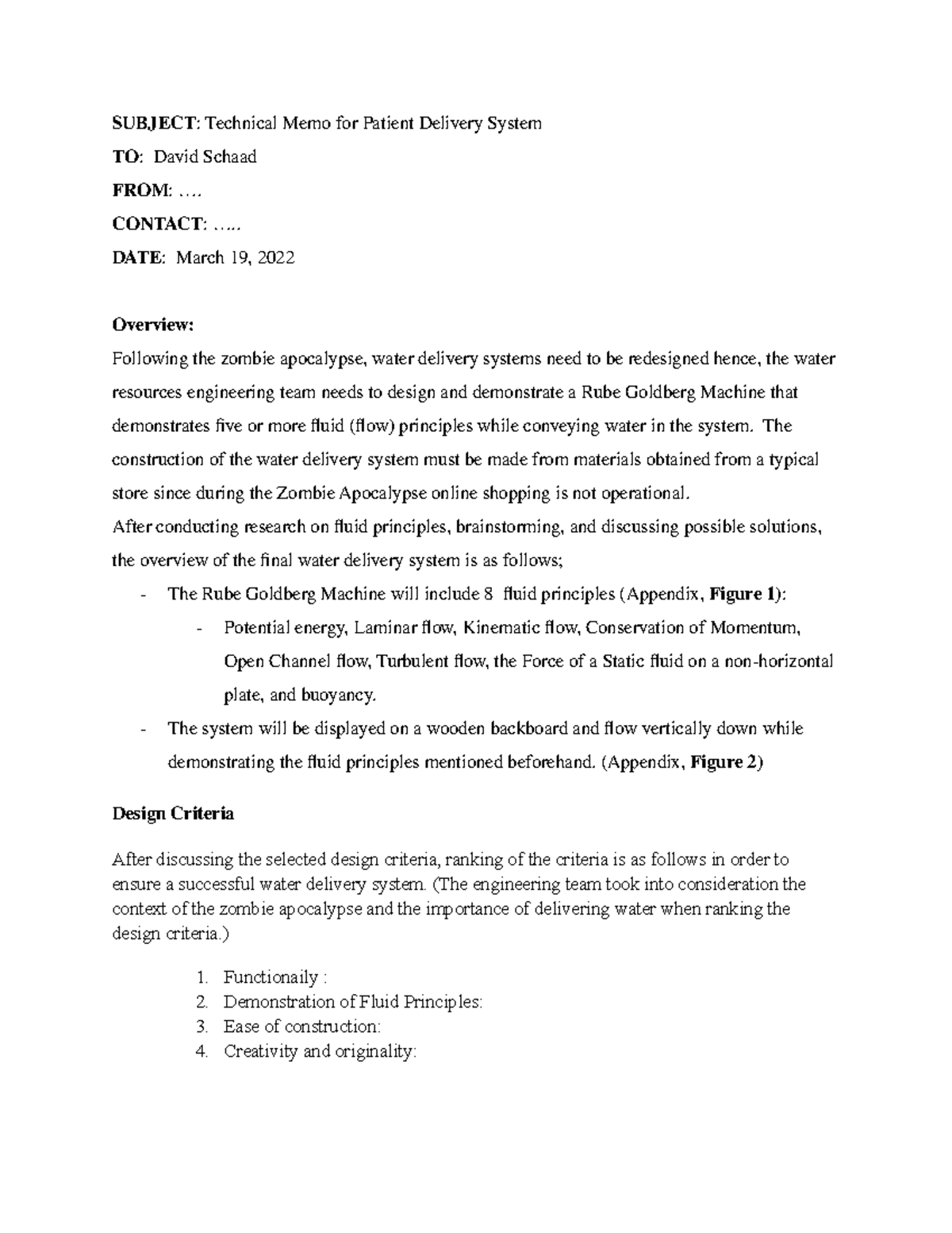 Copy of CEE Water Delivery Technical Memo - SUBJECT : Technical Memo ...
