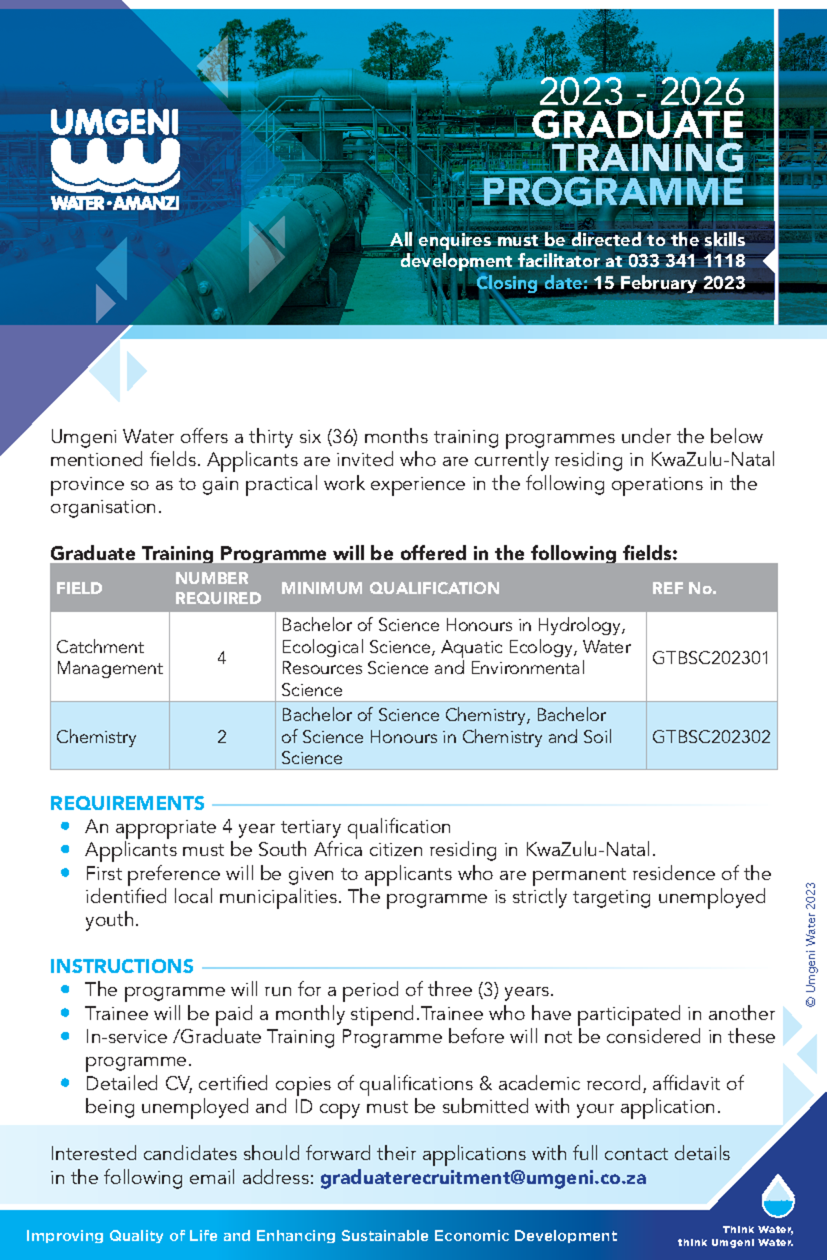 Graduate Training Programme 2023 2026 - Improving Quality of Life and ...