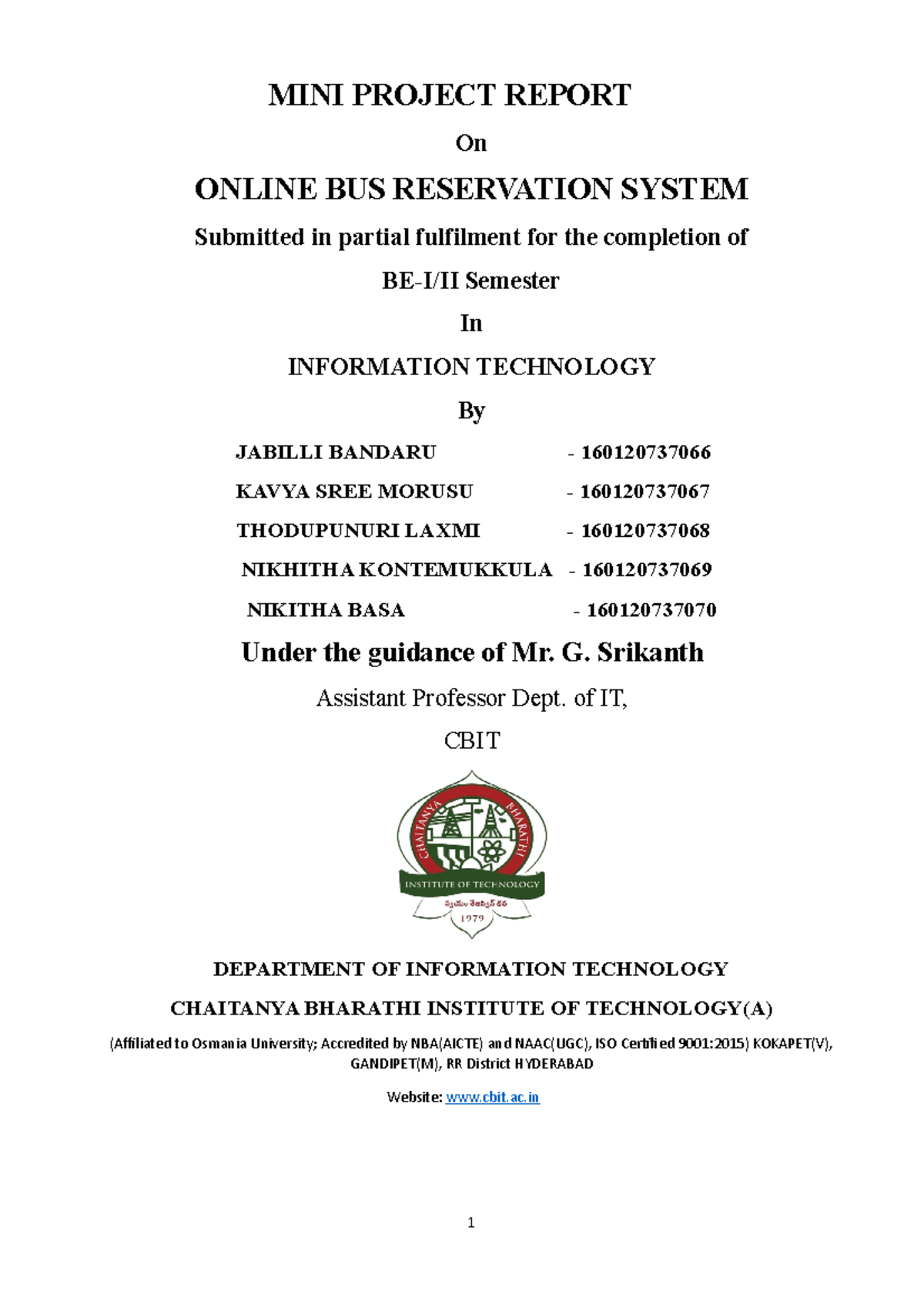 EE Report - MINI PROJECT REPORT On ONLINE BUS RESERVATION SYSTEM ...