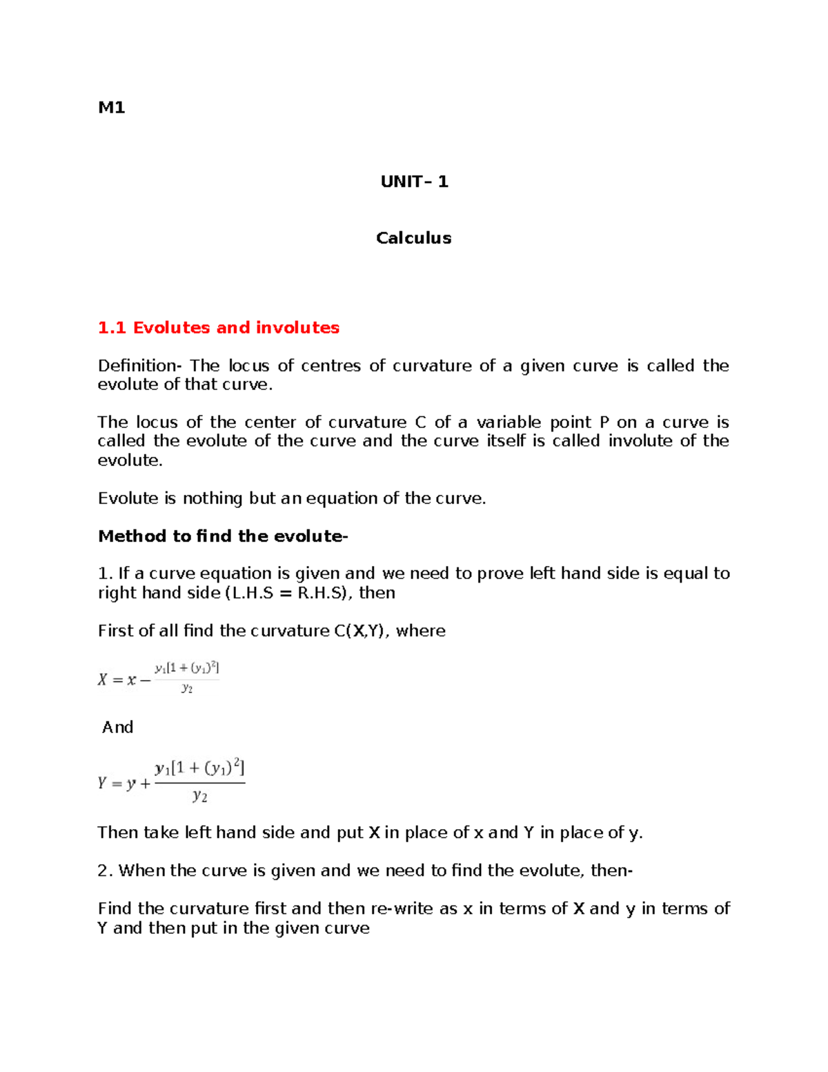 Maths 1 - Evolutes and involutes Definition- The locus of centres of ...