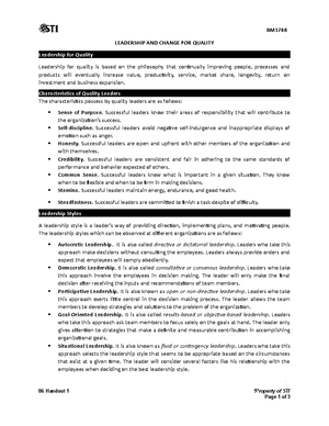 BME Module 1 notes - Reviewer - BME Module 1 – Operations Management ...