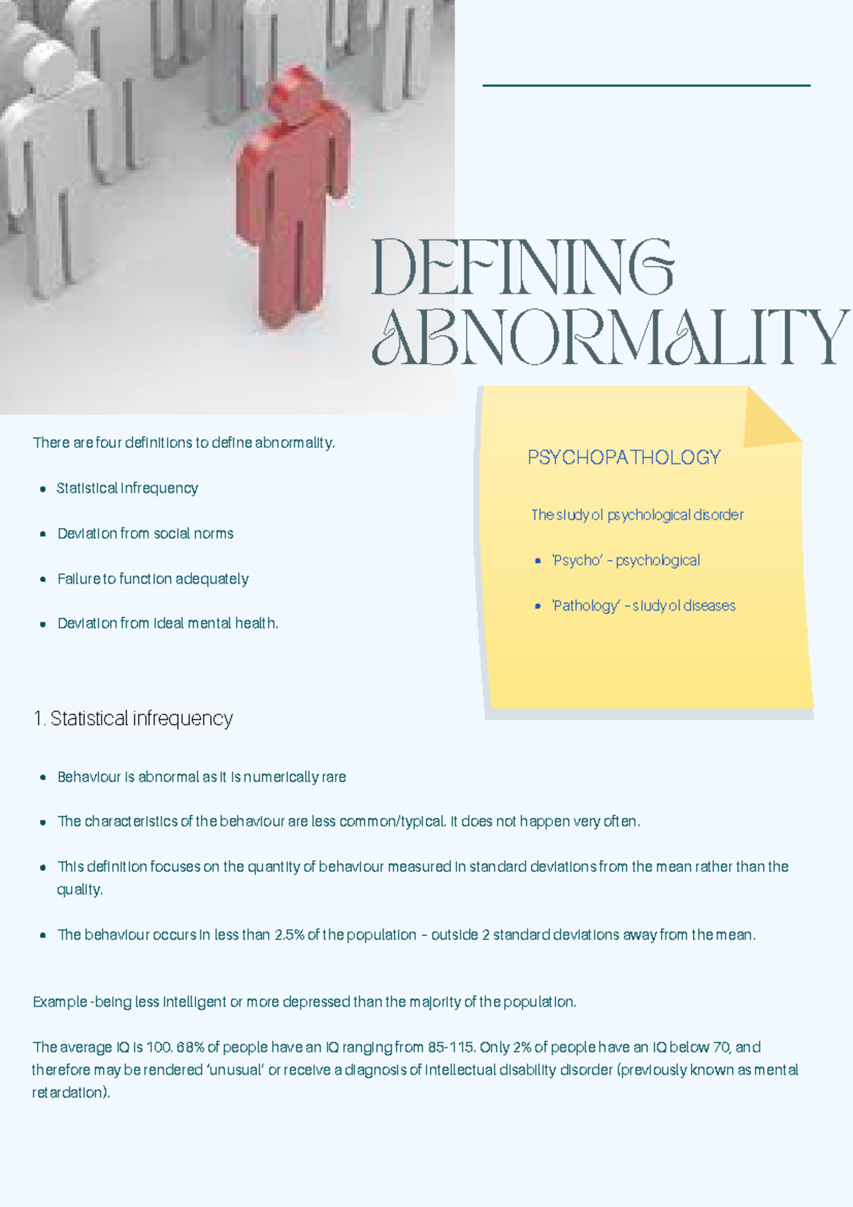 Copy of Psychopathology Alexander Endean - There are four definitions to define abnormality ...