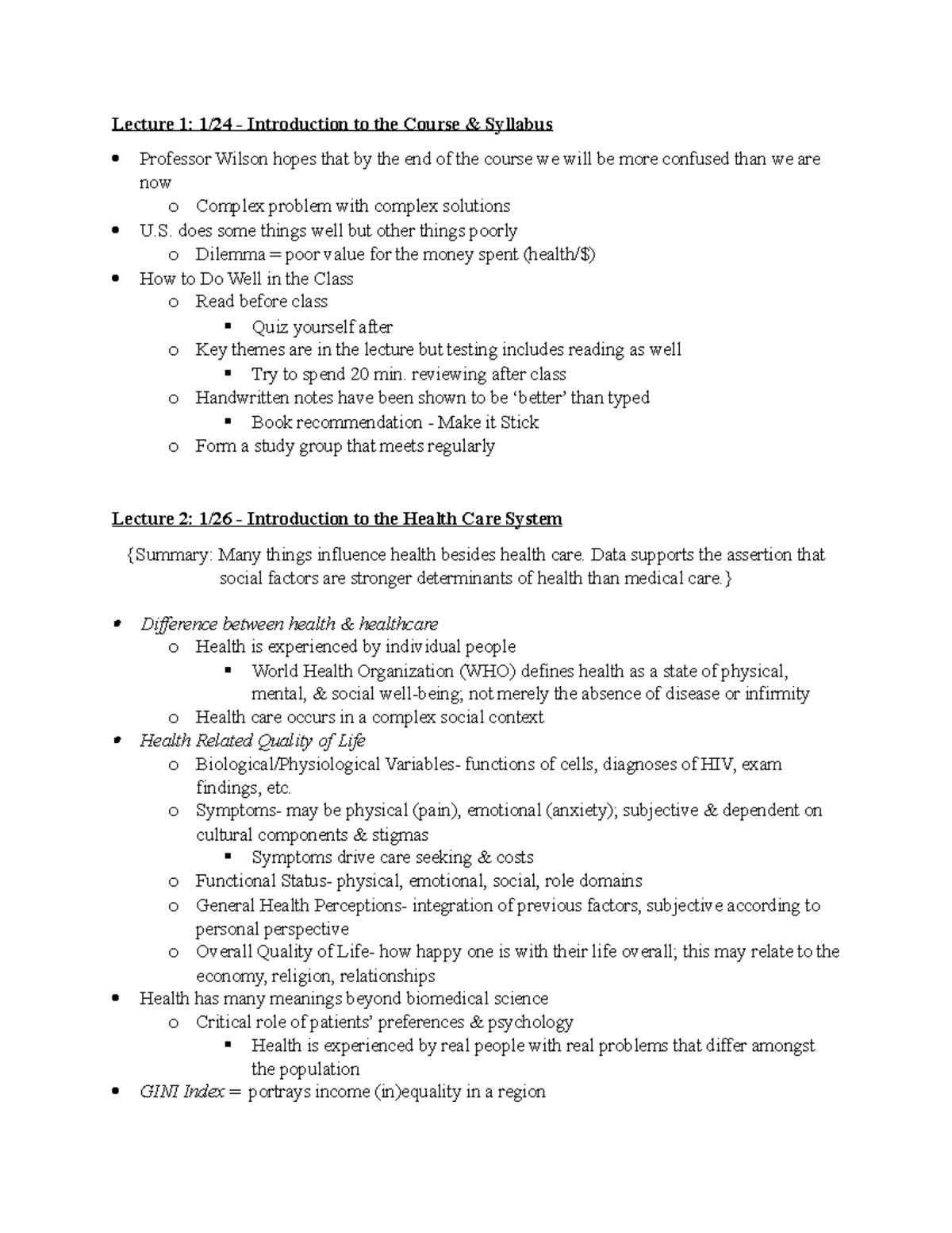 PHP0310 - Lecture Notes 1-5 - Lecture 1: 1/24 - Introduction to the ...