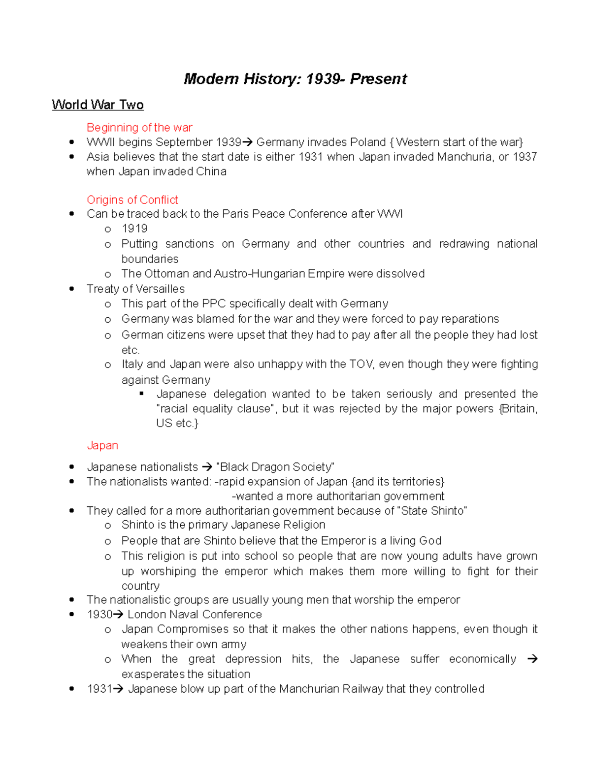 Modern Histotry Notes- WWII and after{2} - Modern History: 1939 ...