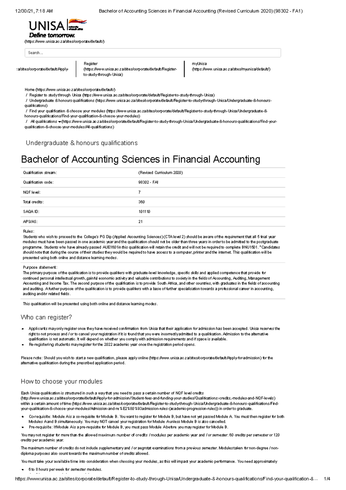 Bachelor of Accounting Sciences in Financial Accounting (Revised ...