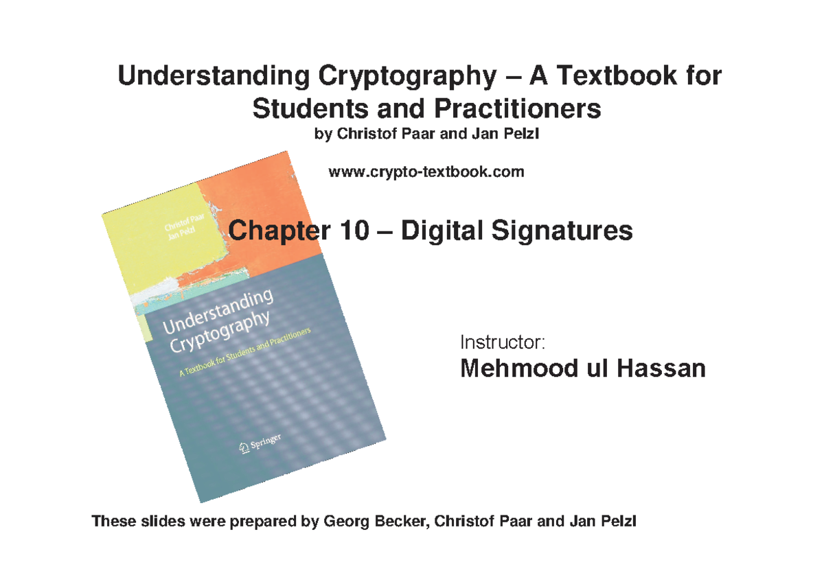 Cryptography Chptr 10-Digital signatures - Understanding Cryptography ...