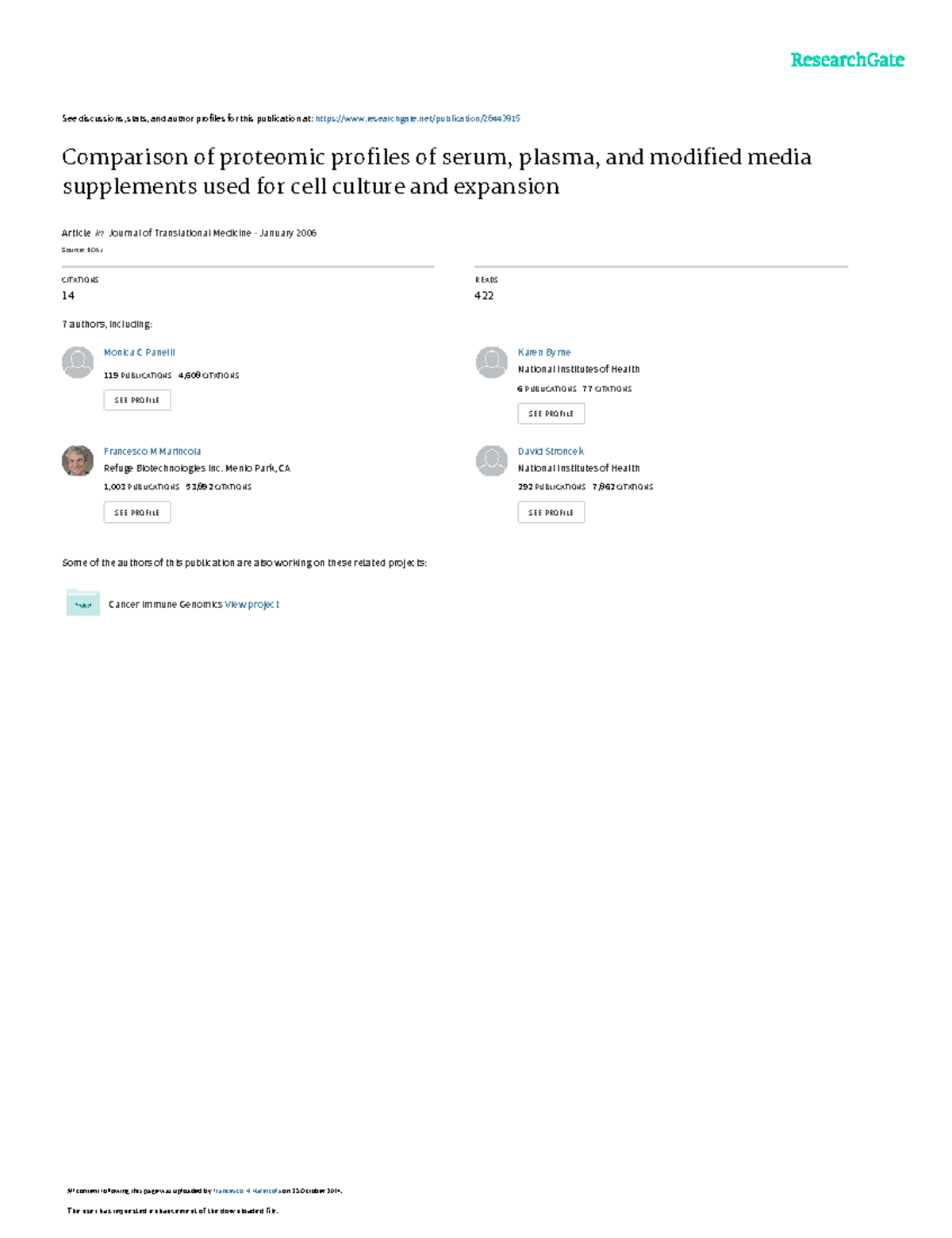 Comparison of proteomic profiles of serum plasma a - See discussions ...