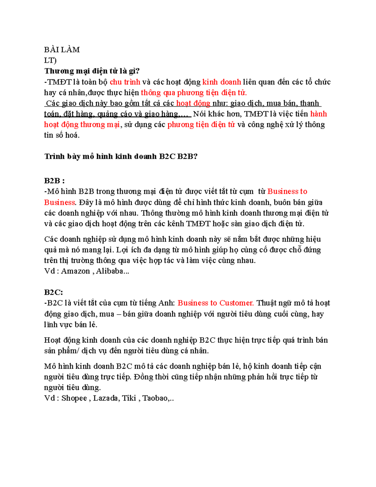 CK TMDT - aaaaaaaaaaaaaaaaaaaa - BÀI LÀM LT) Thương mại điện tử là gì ...