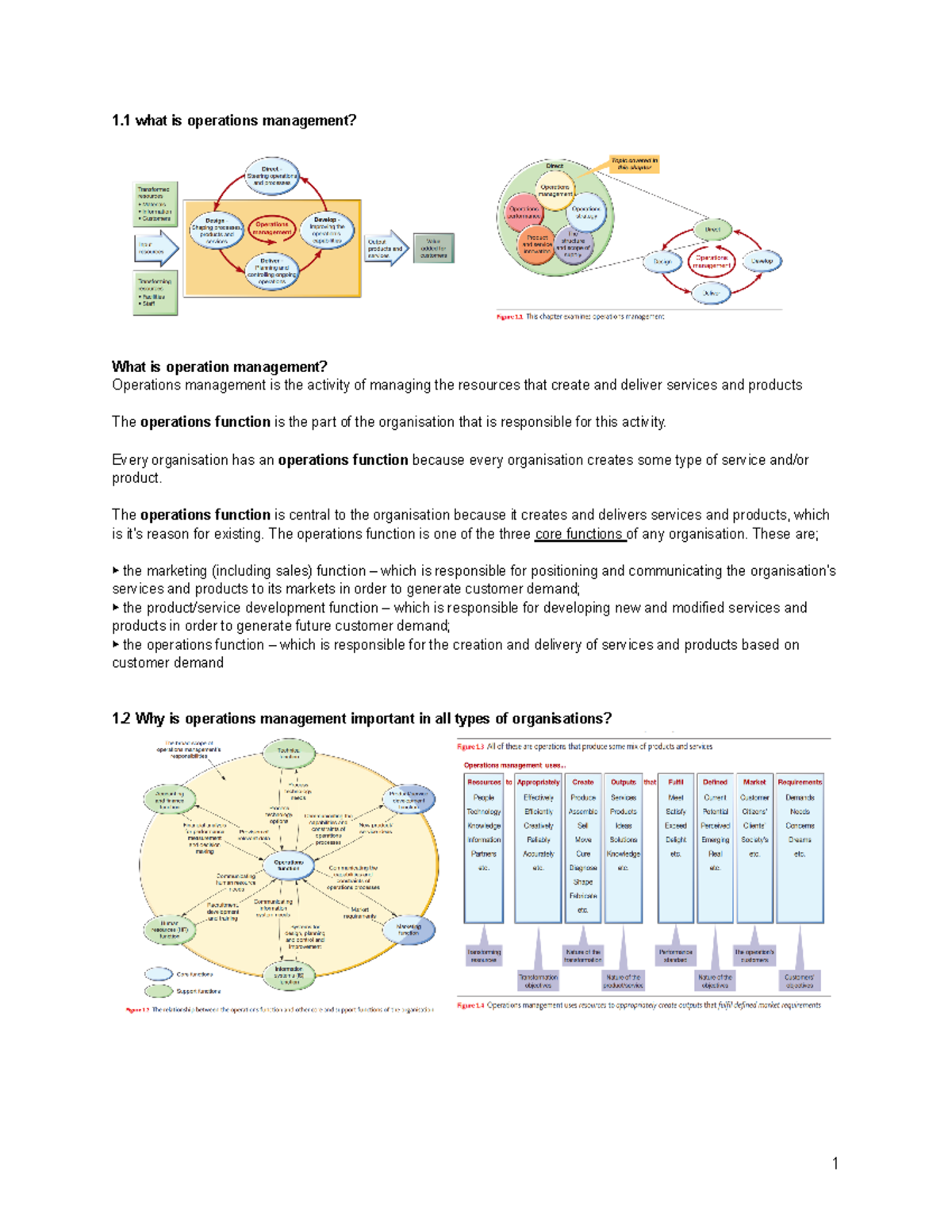 Operation Management notes - 1 what is operations management? What is ...
