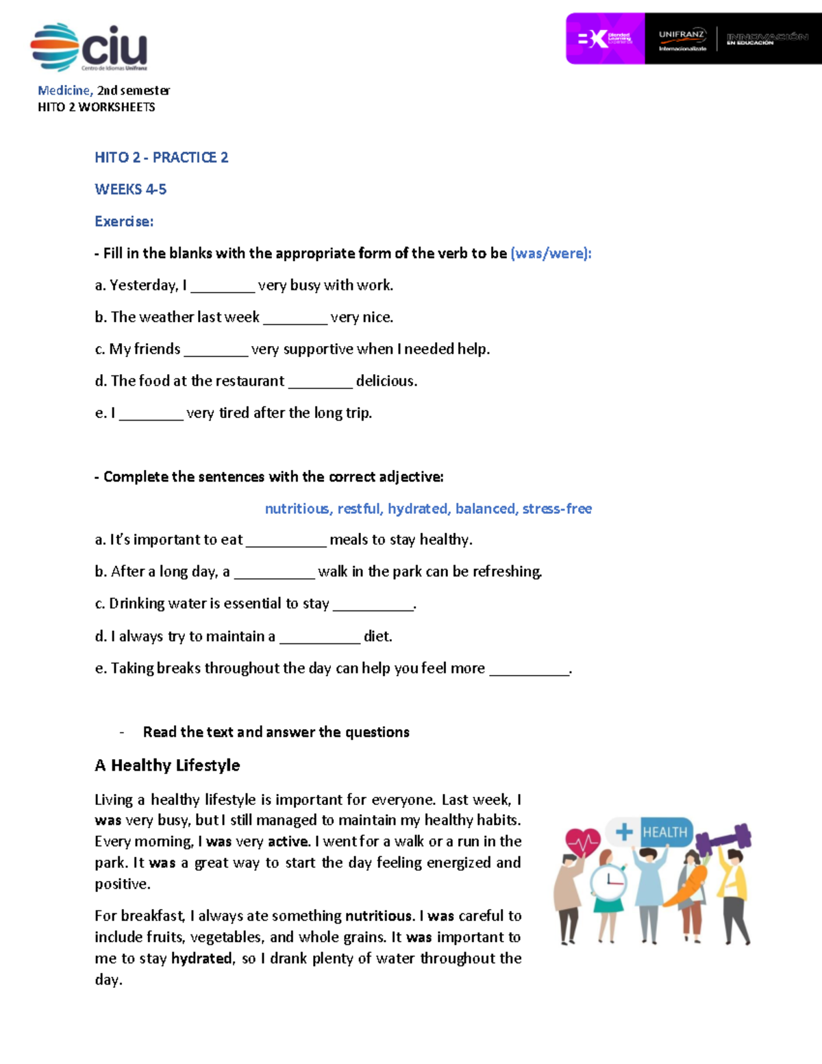 WB, HITO 2 week 4-5 - HITO 2 WORKSHEETS HITO 2 - PRACTICE 2 WEEKS 4 - 5 ...