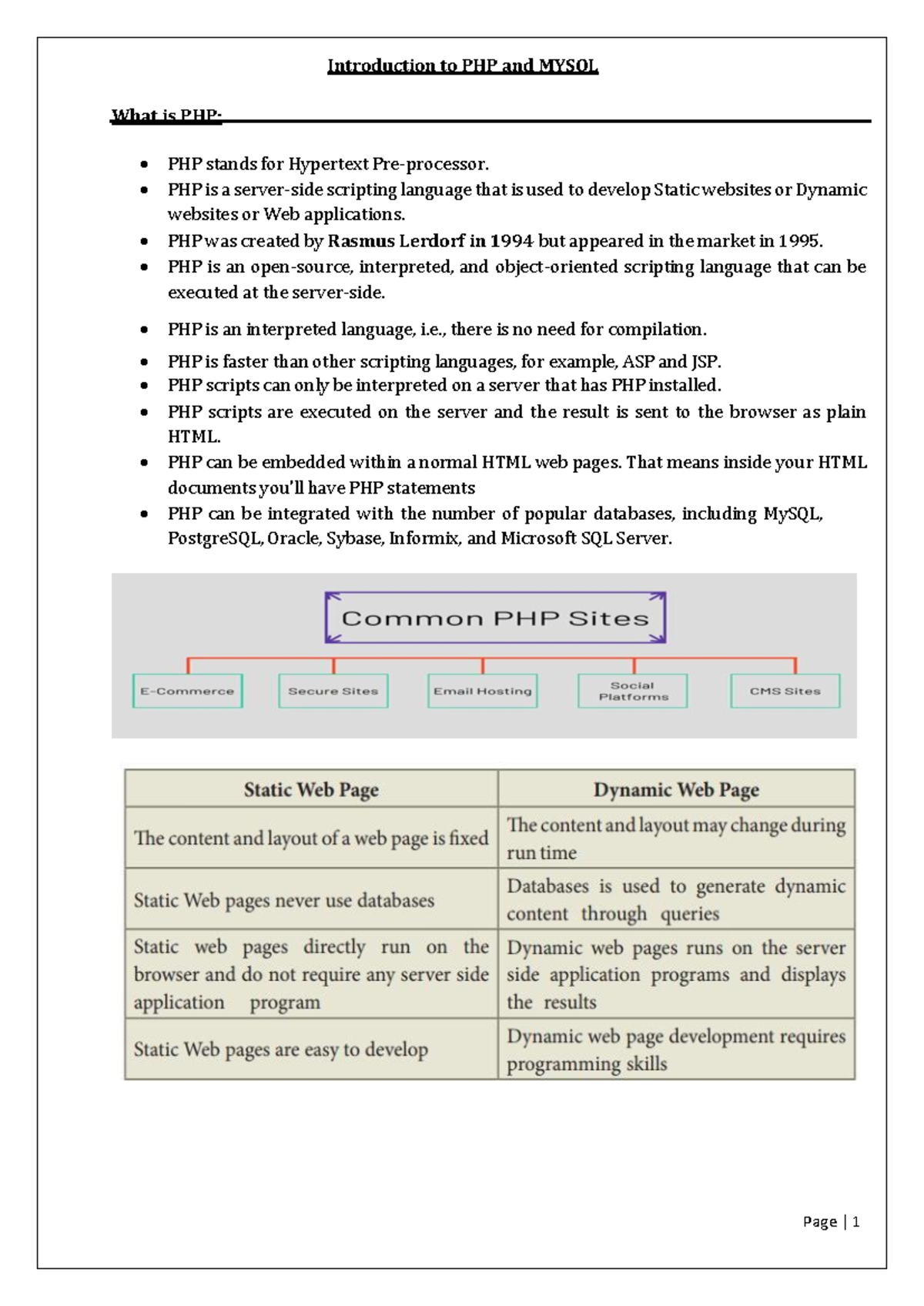 Web Programming using PHP - Introduction to PHP and MYSQL What is PHP ... Web Programming using PHP - Introduction to PHP and MYSQL What is PHP ...