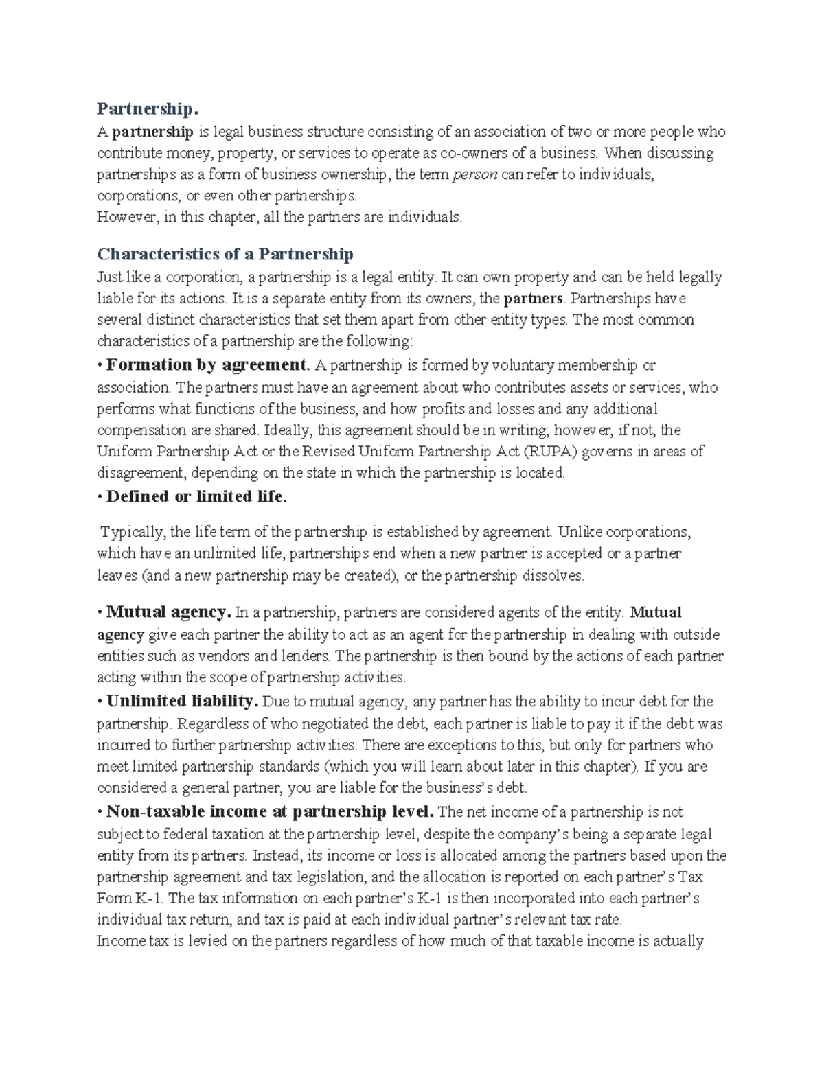 Partnership - A partnership is legal business structure consisting of ...