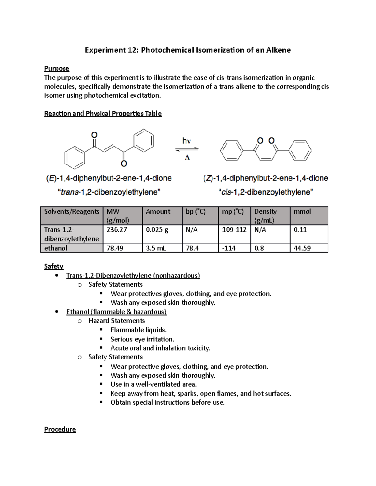 Experiment 12- Ochem - organic chem lab report - Experiment 12 ...
