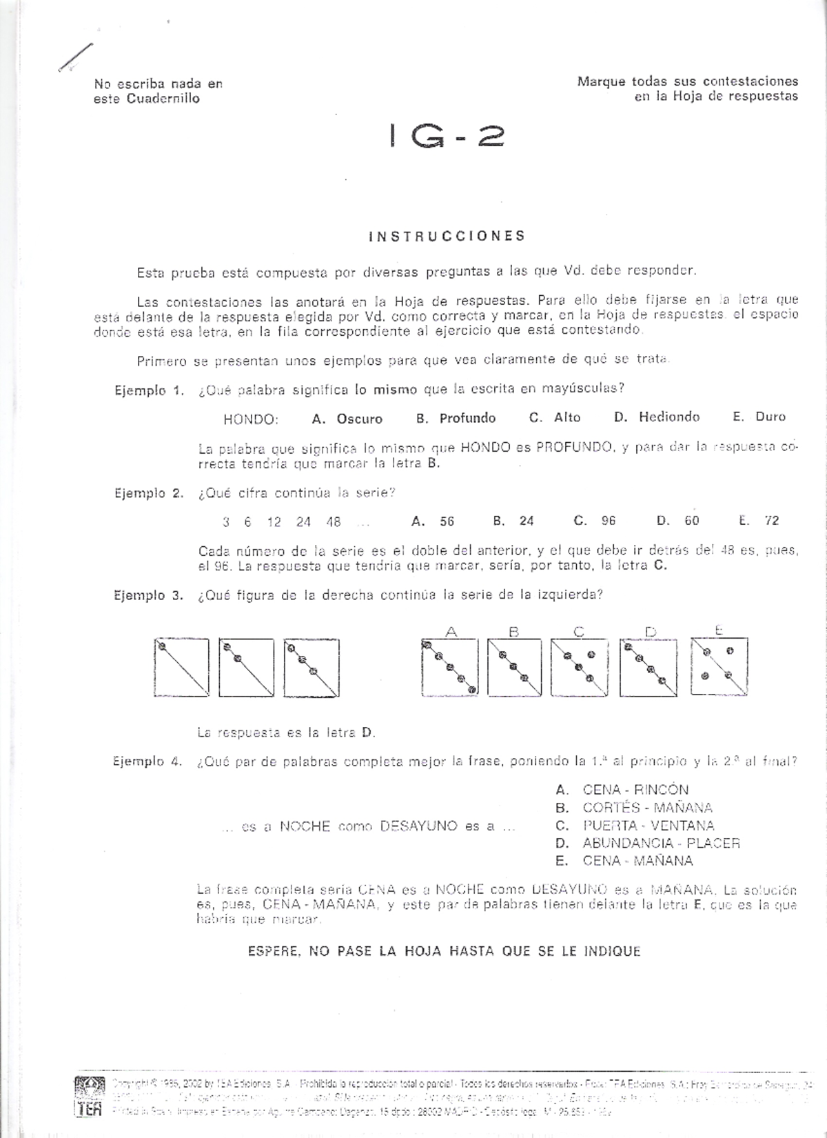 Cuadernillo Test IG-2 - Pruebas psicometricas - Pruebas psicologicas ...