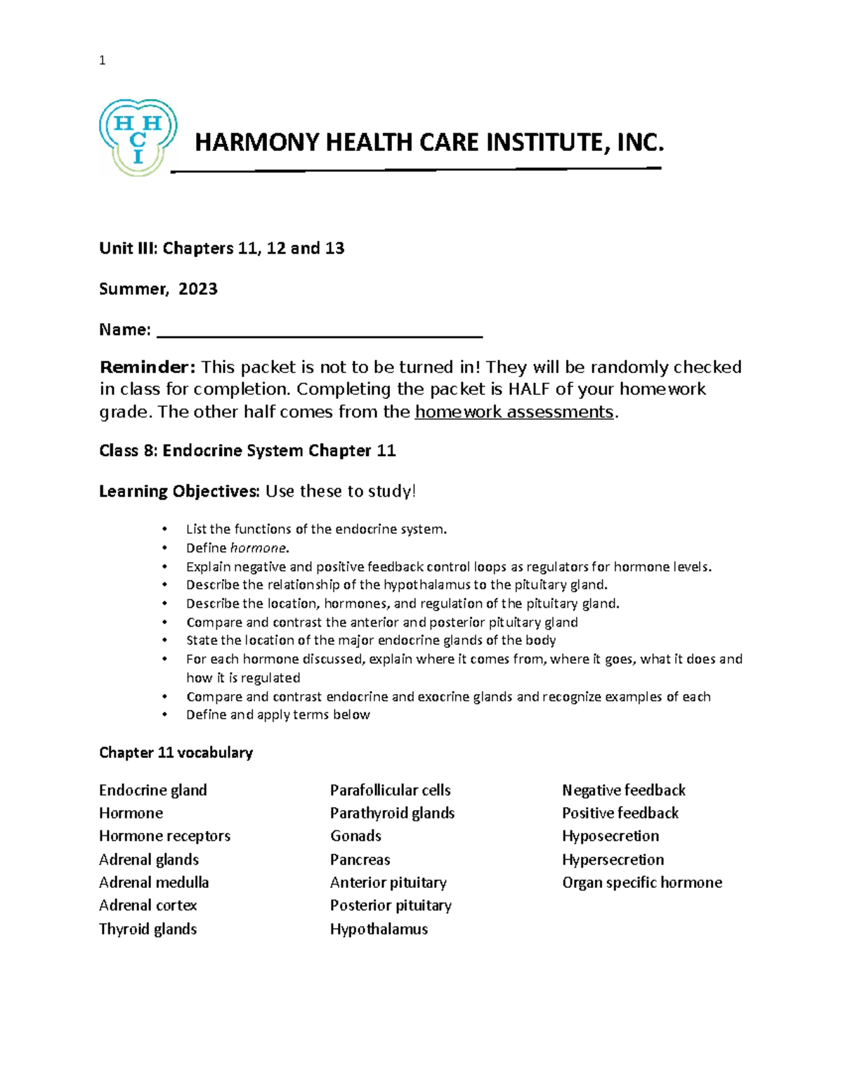 APUnit 3Packet - Study packet - Unit III: Chapters 11, 12 and 13 Summer ...