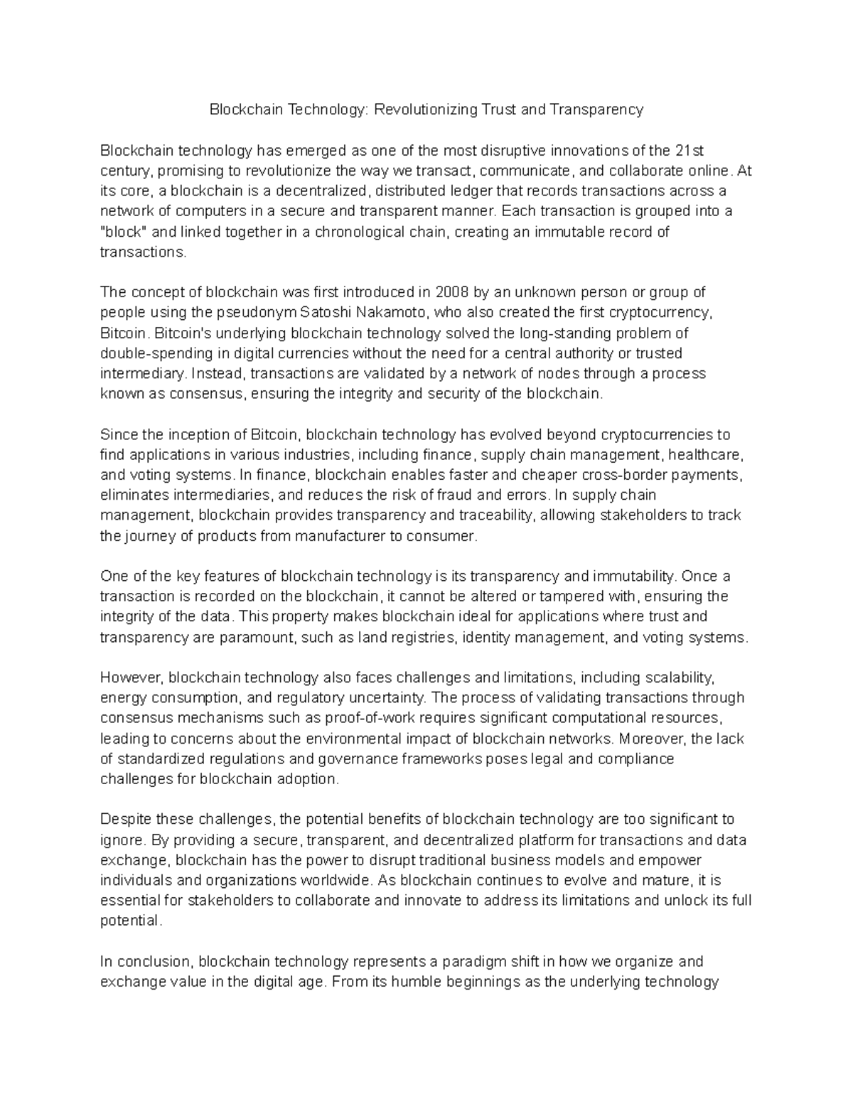 Blockchain Technology Revolutionizing Trust And Transparency At Its Core A Blockchain Is A