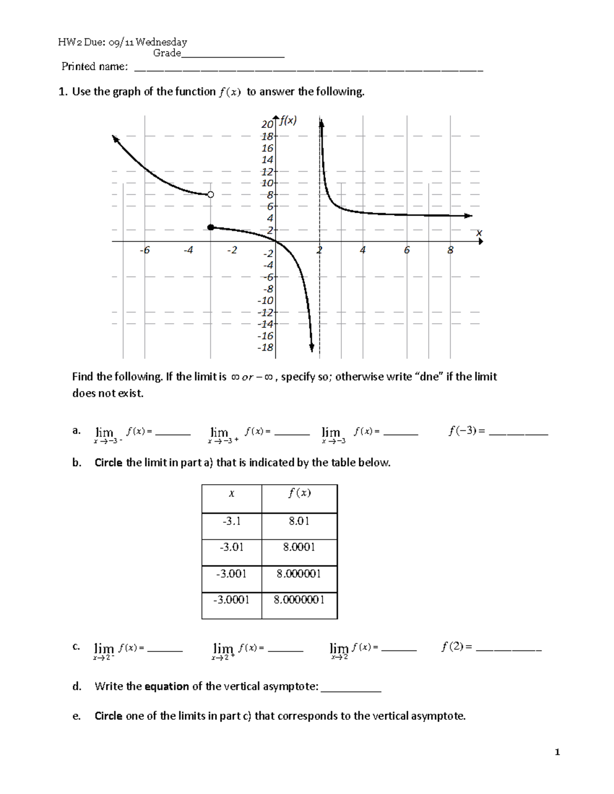 HW2 - HW2 - HW2 Due: 09/11 Wednesday Grade________________ Printed name ...