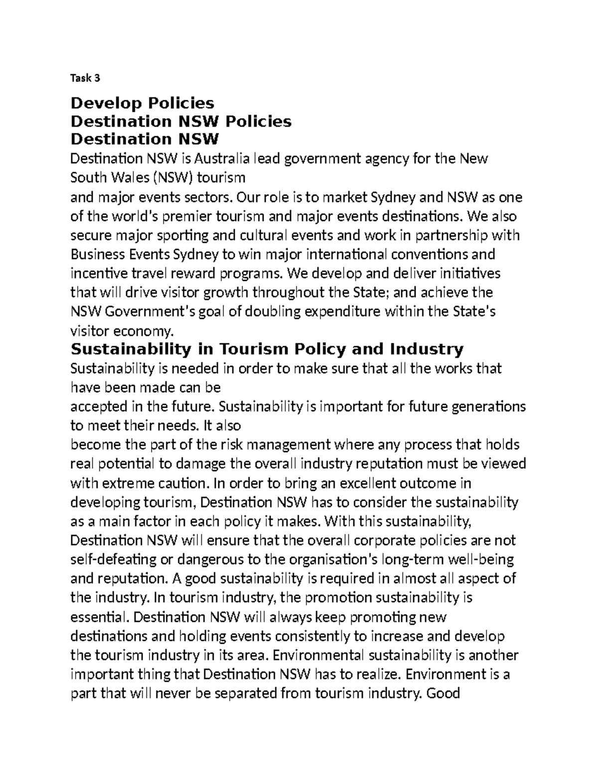 Assessment Sittppd 008 Sitxglc 001-OD Task 3 - Task 3 Develop Policies ...