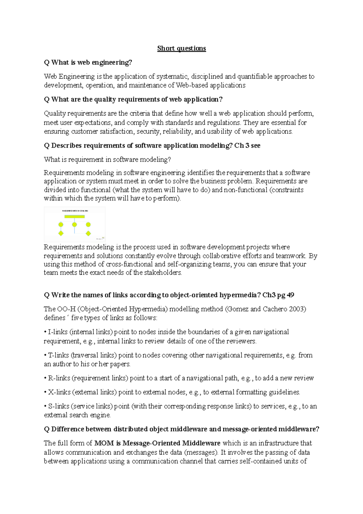 Past paper of web engineering - Short questions Q What is web ...