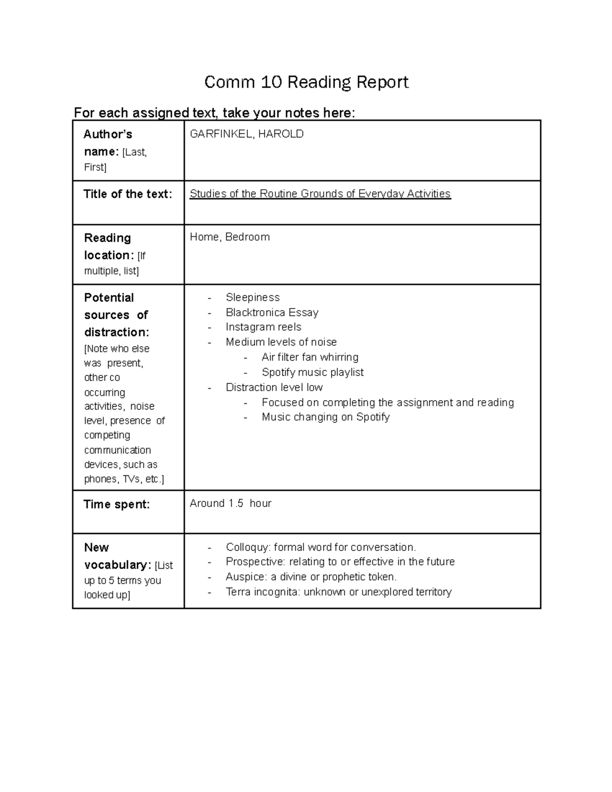Comm 10 Reading Report #4 - Comm 10 Reading Report For each assigned ...