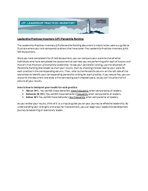 Step 3 Kouzes and Posner LPI Self Hand Scoring Sheet - MODEL THE WAY 1 ...