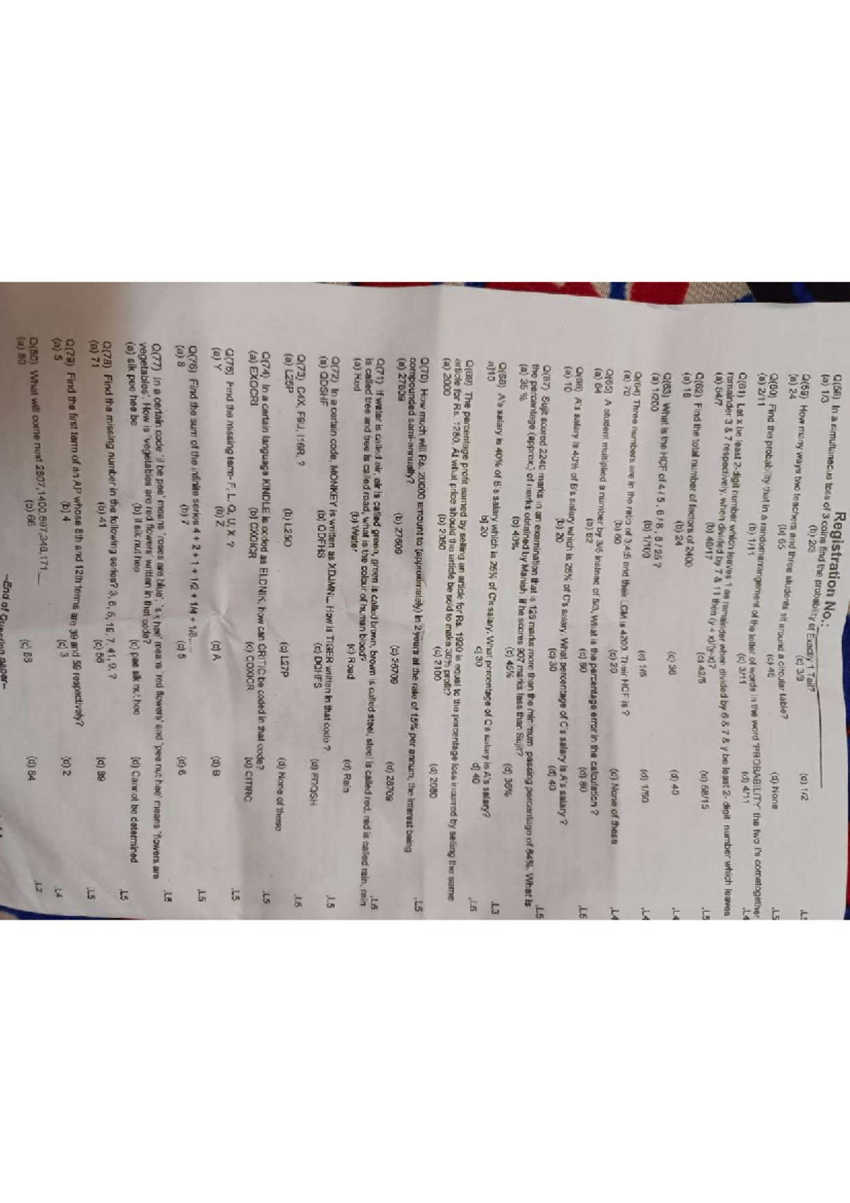 Analytics - Analytical Skills -I (PEA 305) end term exam question paper of batch 2022-2026 - Studocu