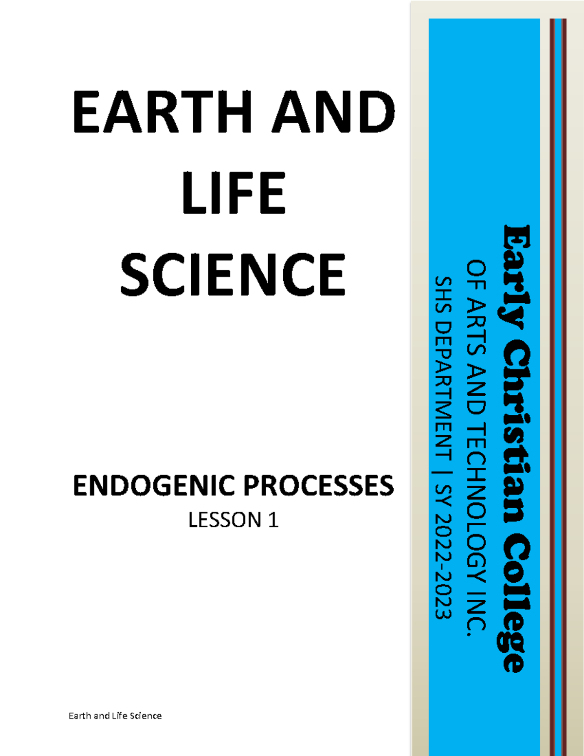 Eath And Life Science Module Earth And Life Science EARTH AND LIFE