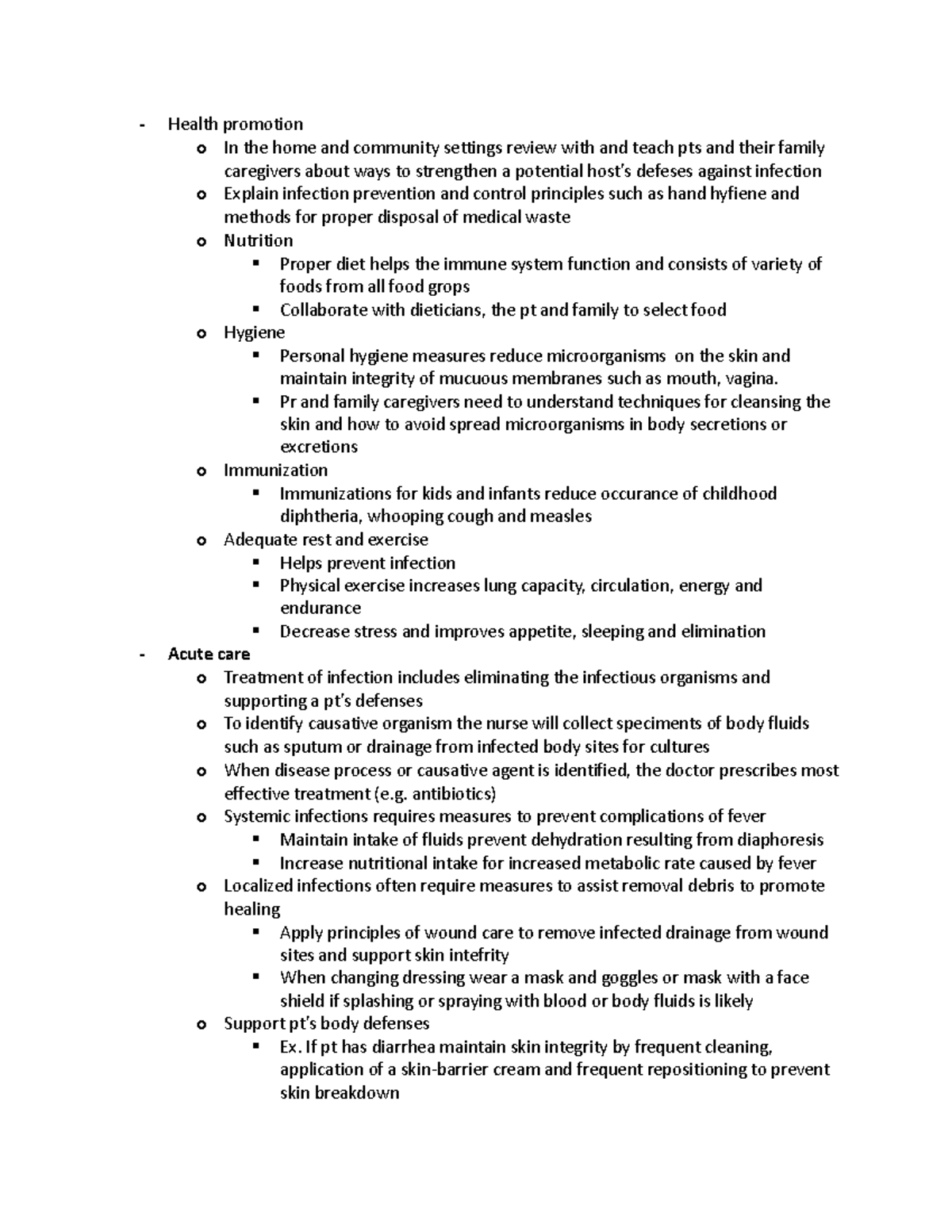 Infection control pcn[47] - Health promotion o In the home and ...
