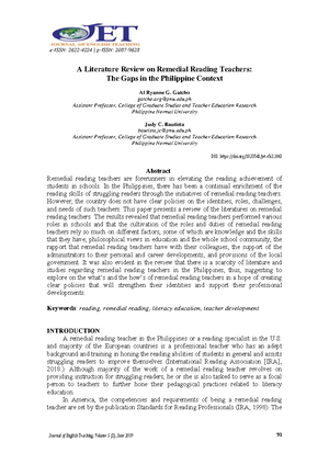Reading Performance and Reading Remediation Practices - READING PERFORMANCE AND READING ...