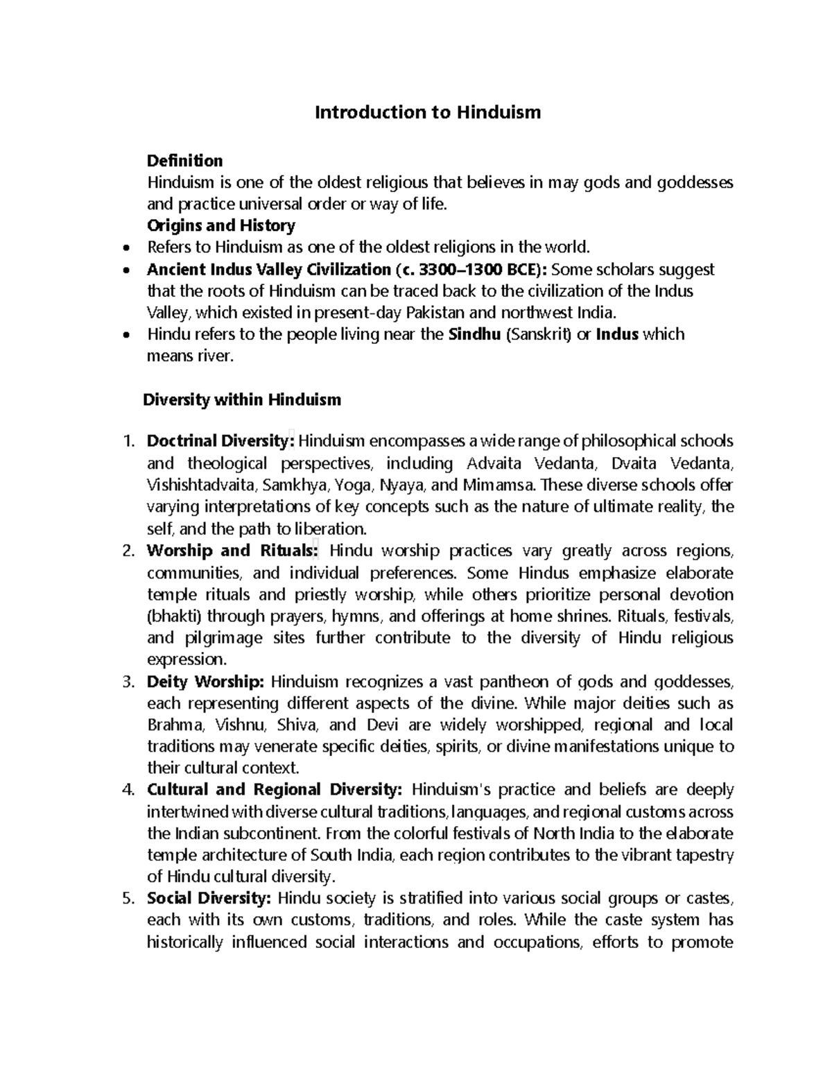 4 - World Religion - Introduction to Hinduism Definition Hinduism is ...