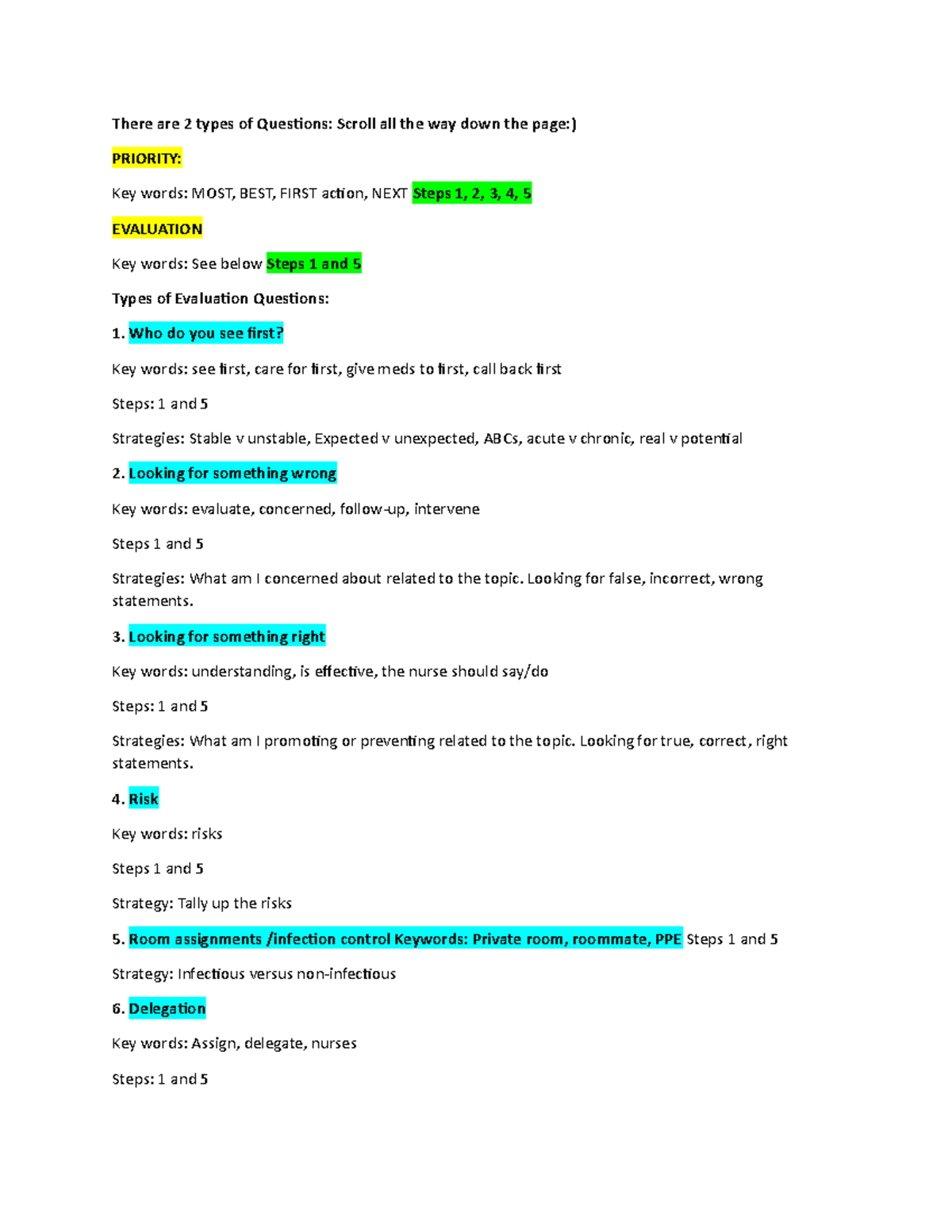 Kaplan 2 Types of Questions - There are 2 types of Questions: Scroll ...