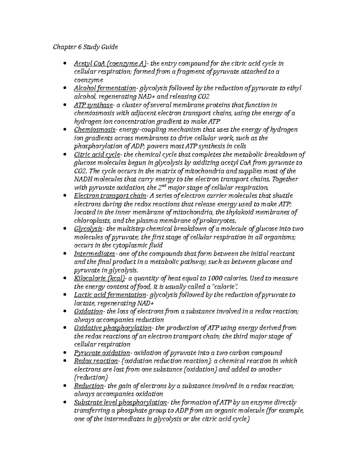 Chapter 6 Study Guide - Summary Prin Of Biology I - Chapter 6 Study ...