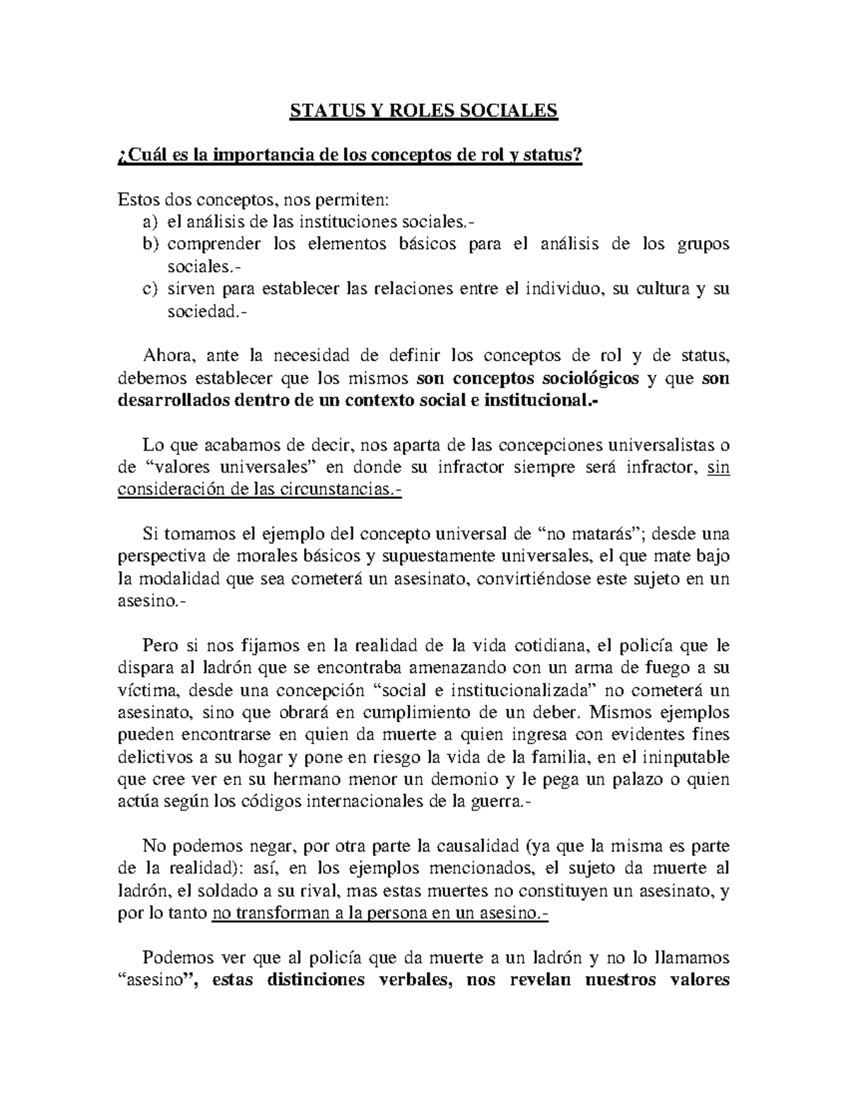 Status Y Roles Sociales - STATUS Y ROLES SOCIALES ¿Cuál es la ...