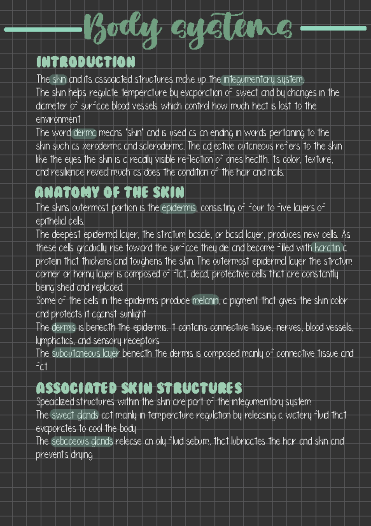 Body systems - The skin and its associated structures make up the ...