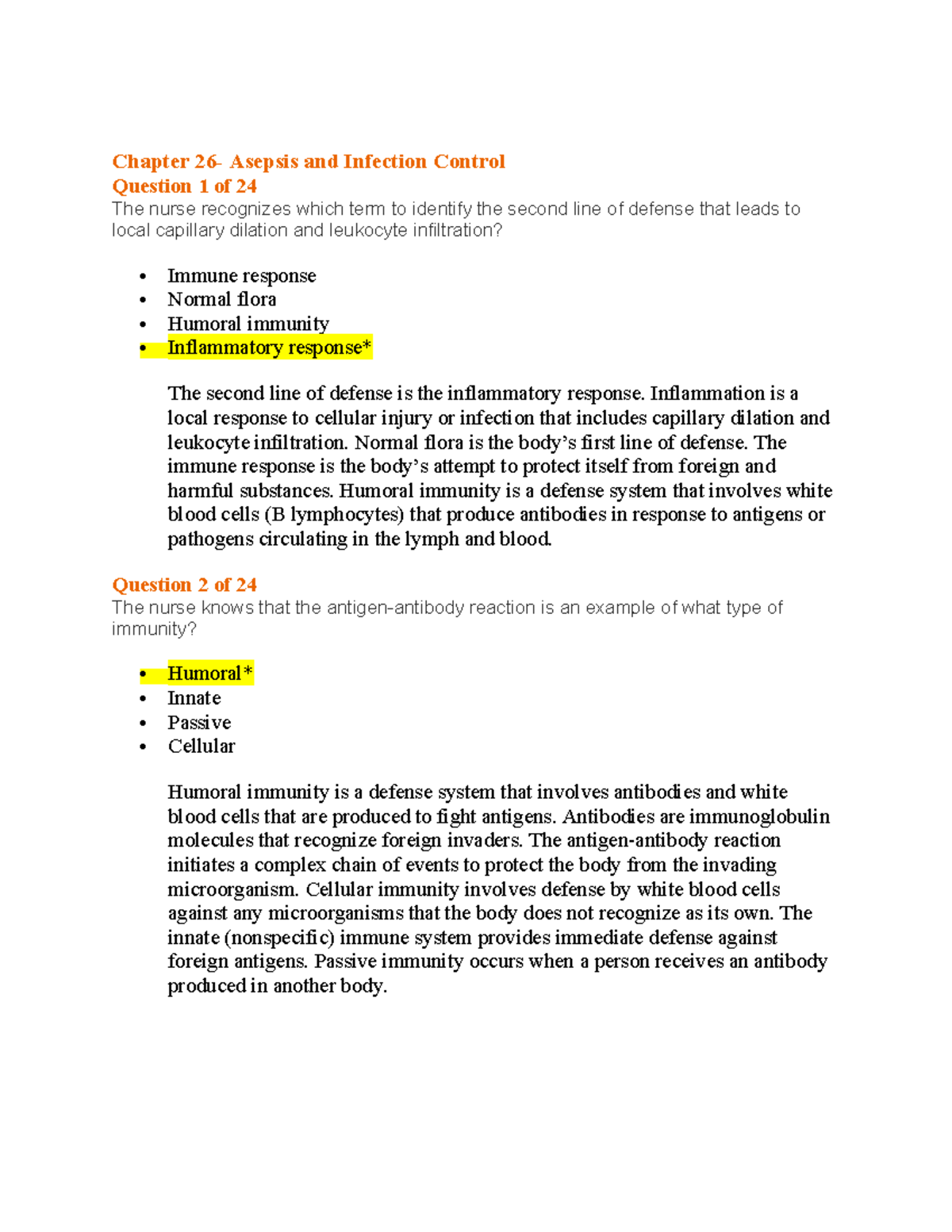 Chapter 26 Asepsis And Infection Control Highlighted Chapter 26