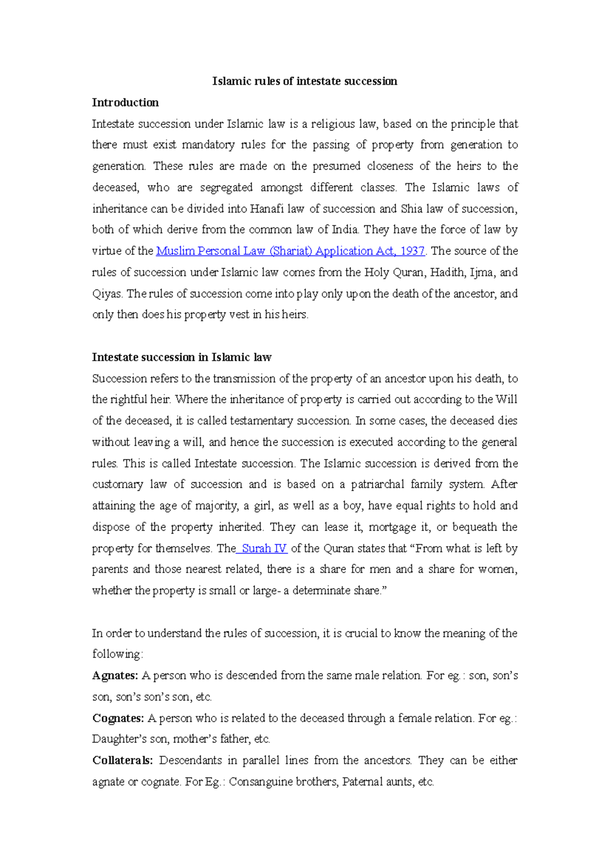 Islamic rules of intestate succession - Islamic rules of intestate ...