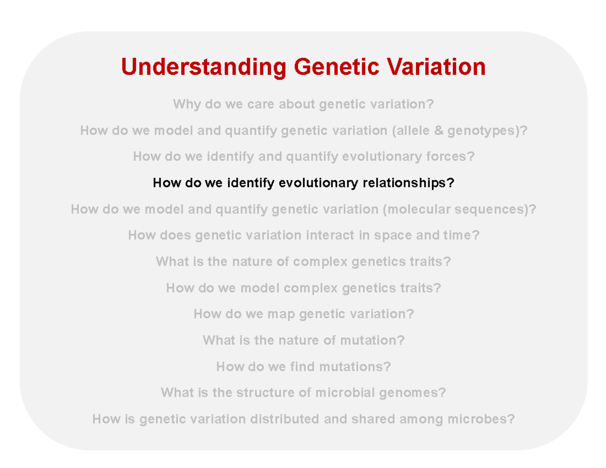 BIO260 Evol Genetics 1 - Understanding Genetic Variation Why do we care about genetic variation ...