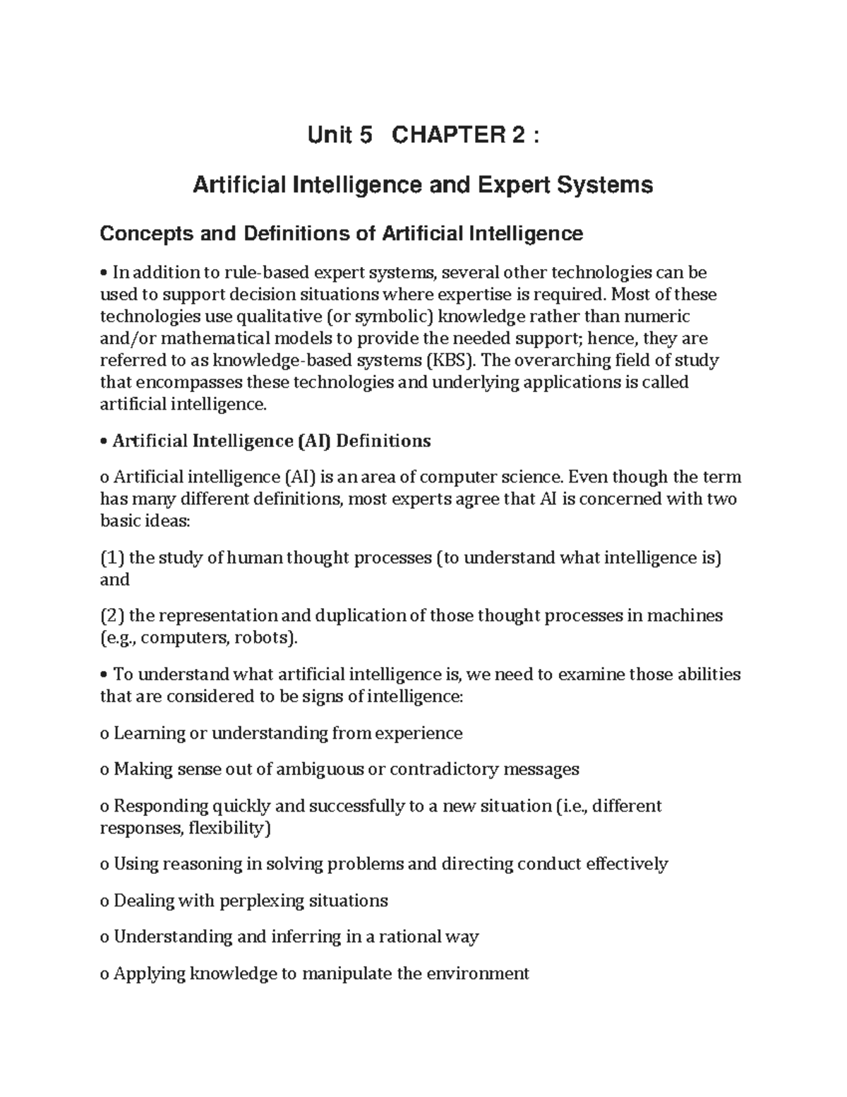 AI and Expert System - NOTES - Unit 5 CHAPTER 2 : Artificial ...