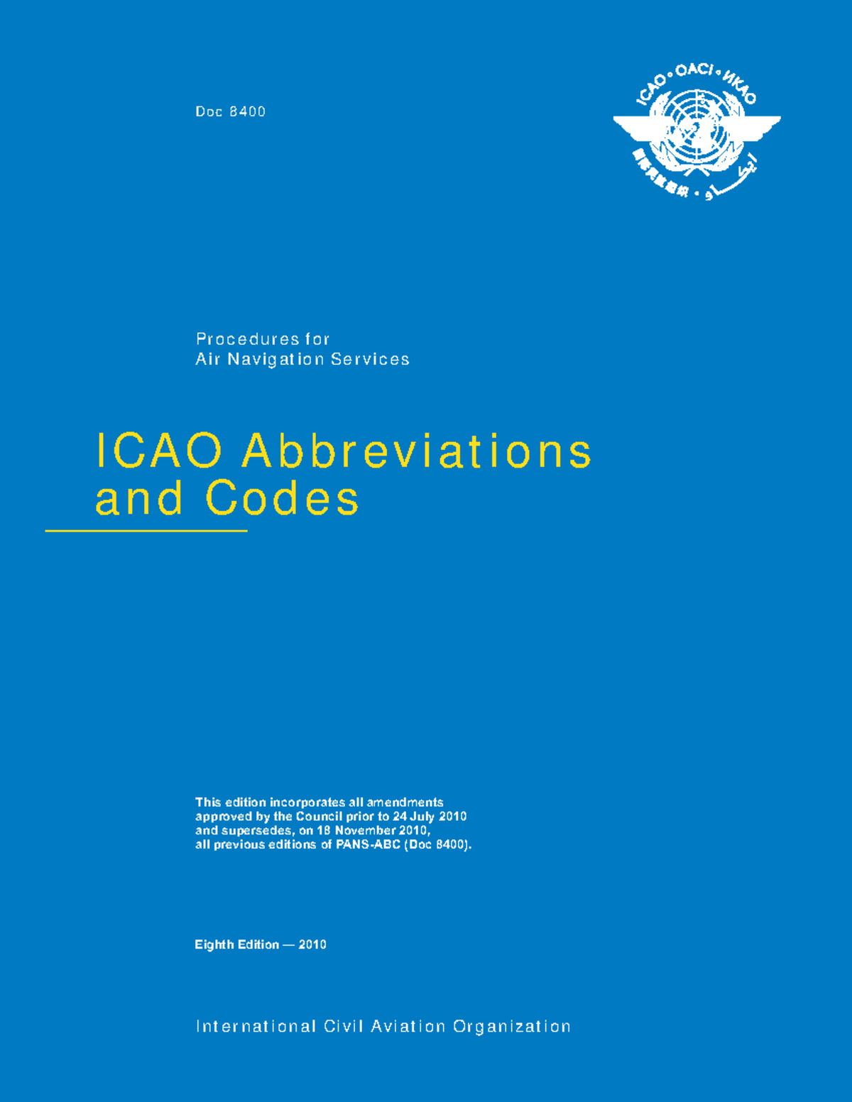 DOC 8400 - normal - I CAO Abbreviat ions a nd Code s Proc e dure s for ...