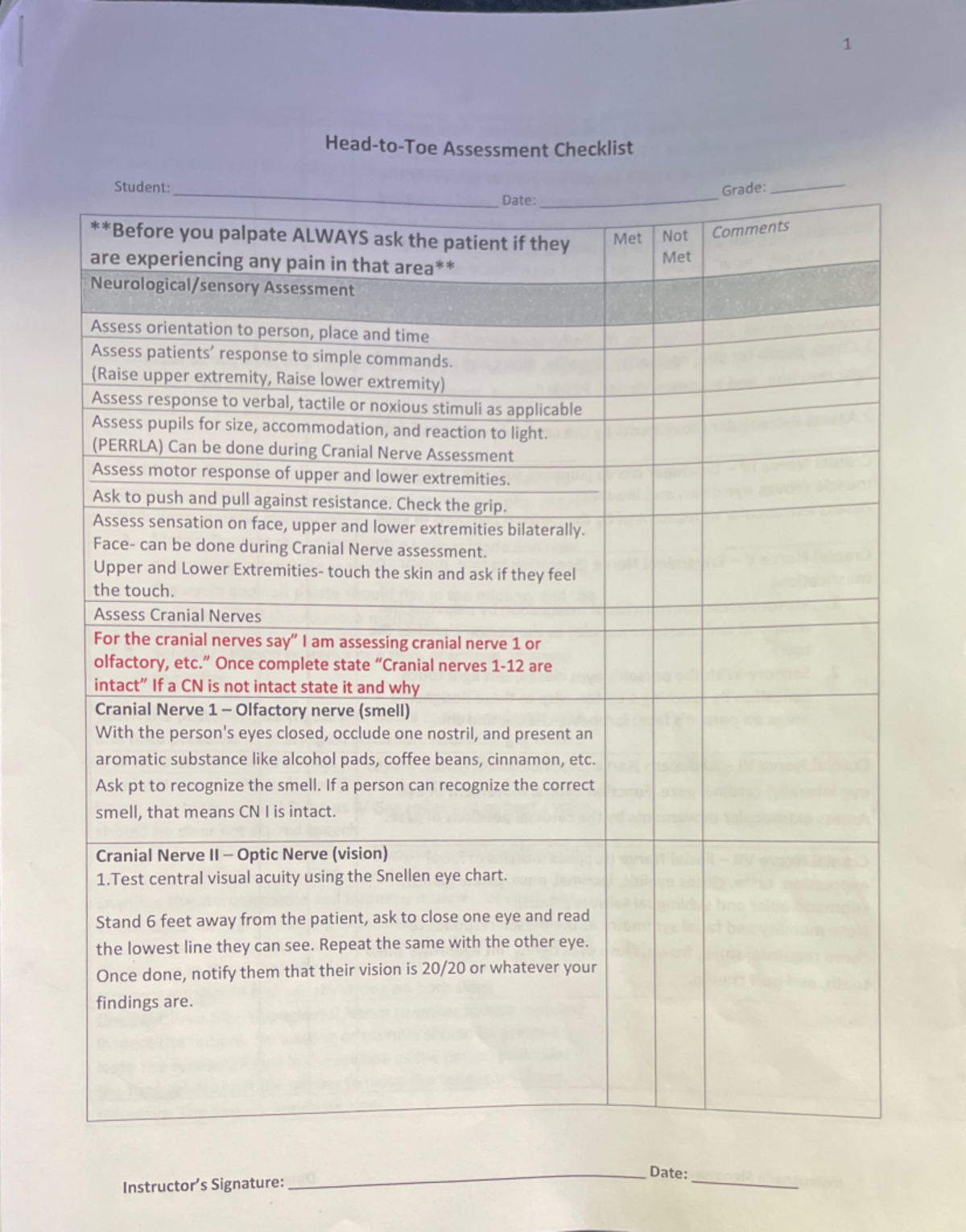 HTT Assesmemt - blank htt assessment - 1 Assessment Checklist Student ...