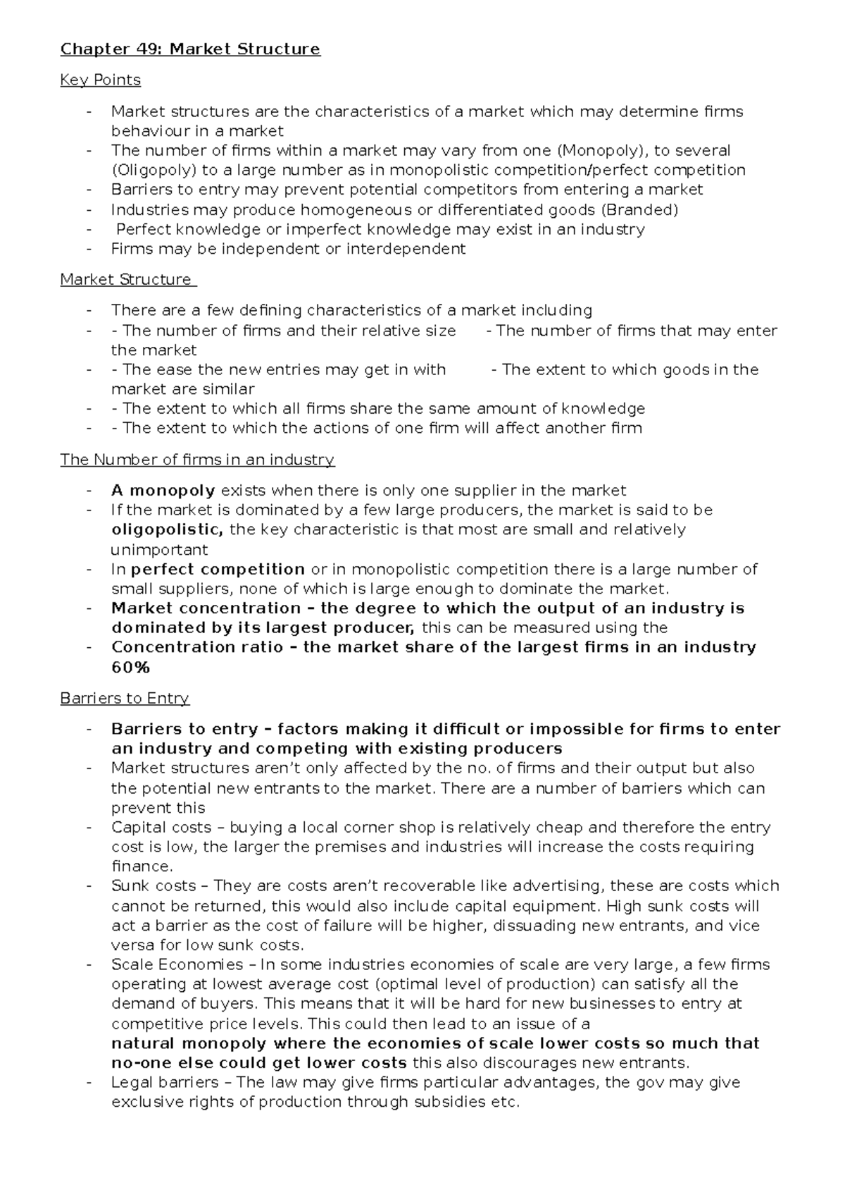 Chapter 49 Micro - notes - Chapter 49: Market Structure Key Points ...