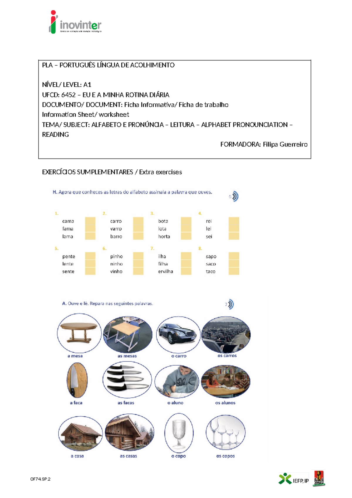 A1- UFCD 6452 - Alfabeto- Acentuação- Pontuação extra - FI-FT ...