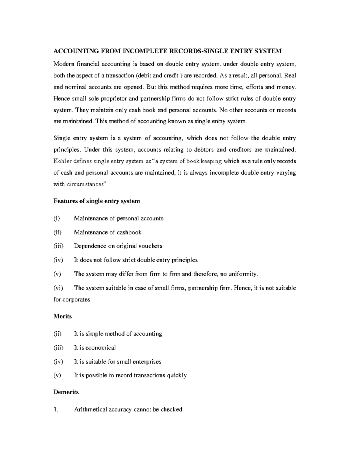 Accounting FROM Incomplete Records- Single Entry System - ACCOUNTING ...