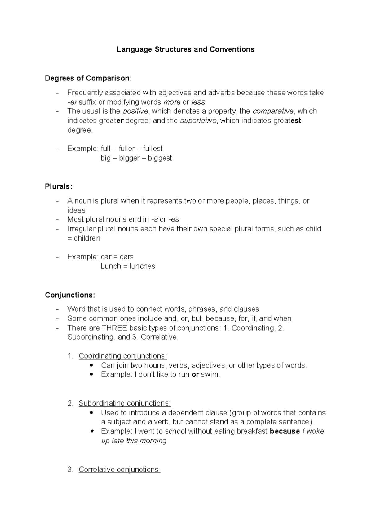 Language Structures And Conventions Language Structures And Conventions Degrees Of Comparison