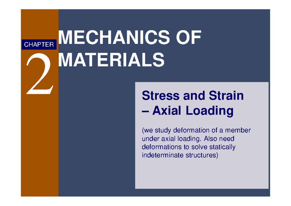L2 axial loading v1 - Lecture notes 2 - MECHANICS OF MATERIALS CHAPTER ...