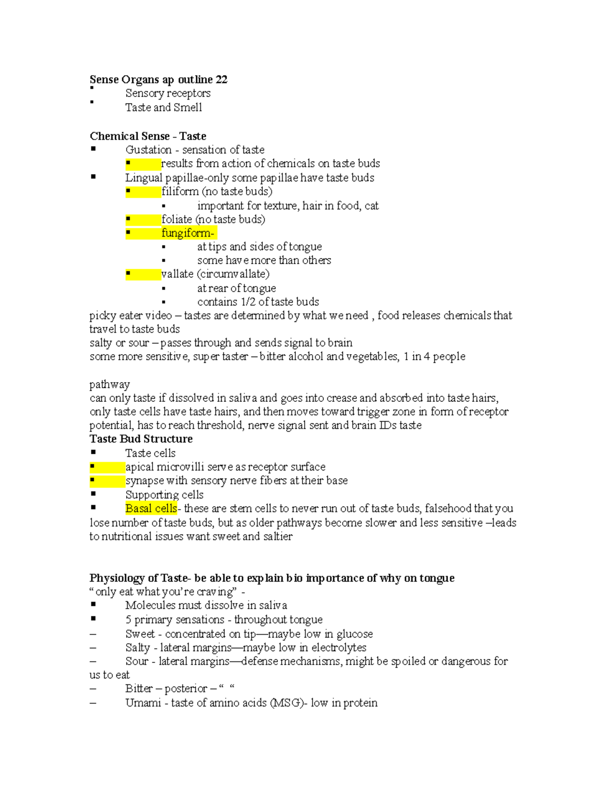 Ap outline 22 - Lecture notes lecture 22 - Sense Organs ap outline 22 ...