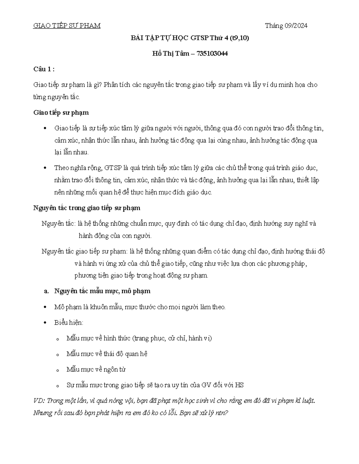 Bài tập GTSP - Bài tập gtsp về các kỹ năng trong giao tiếp và cách xử ...