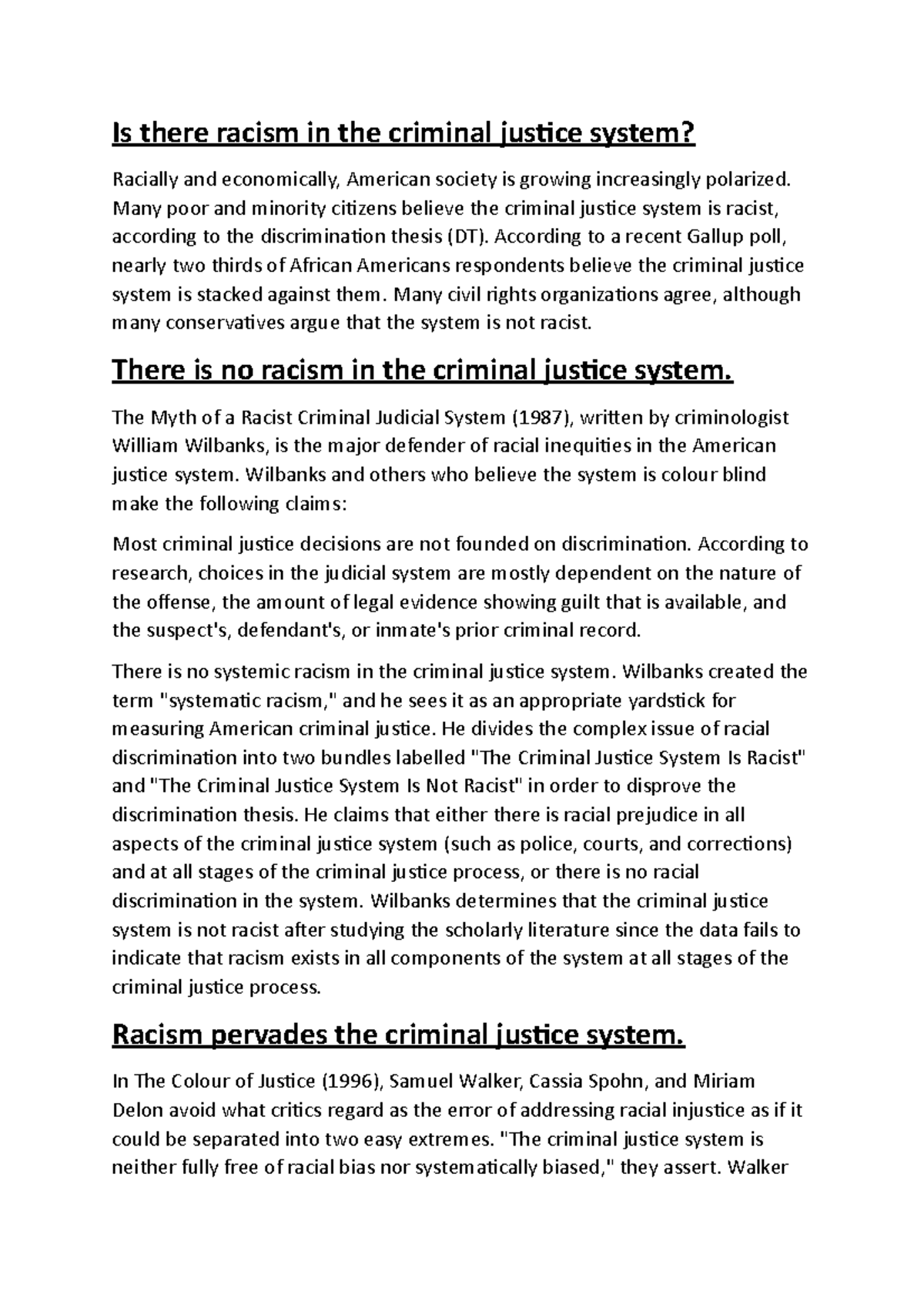 Is there racism in the criminal justice system - Many poor and minority ...