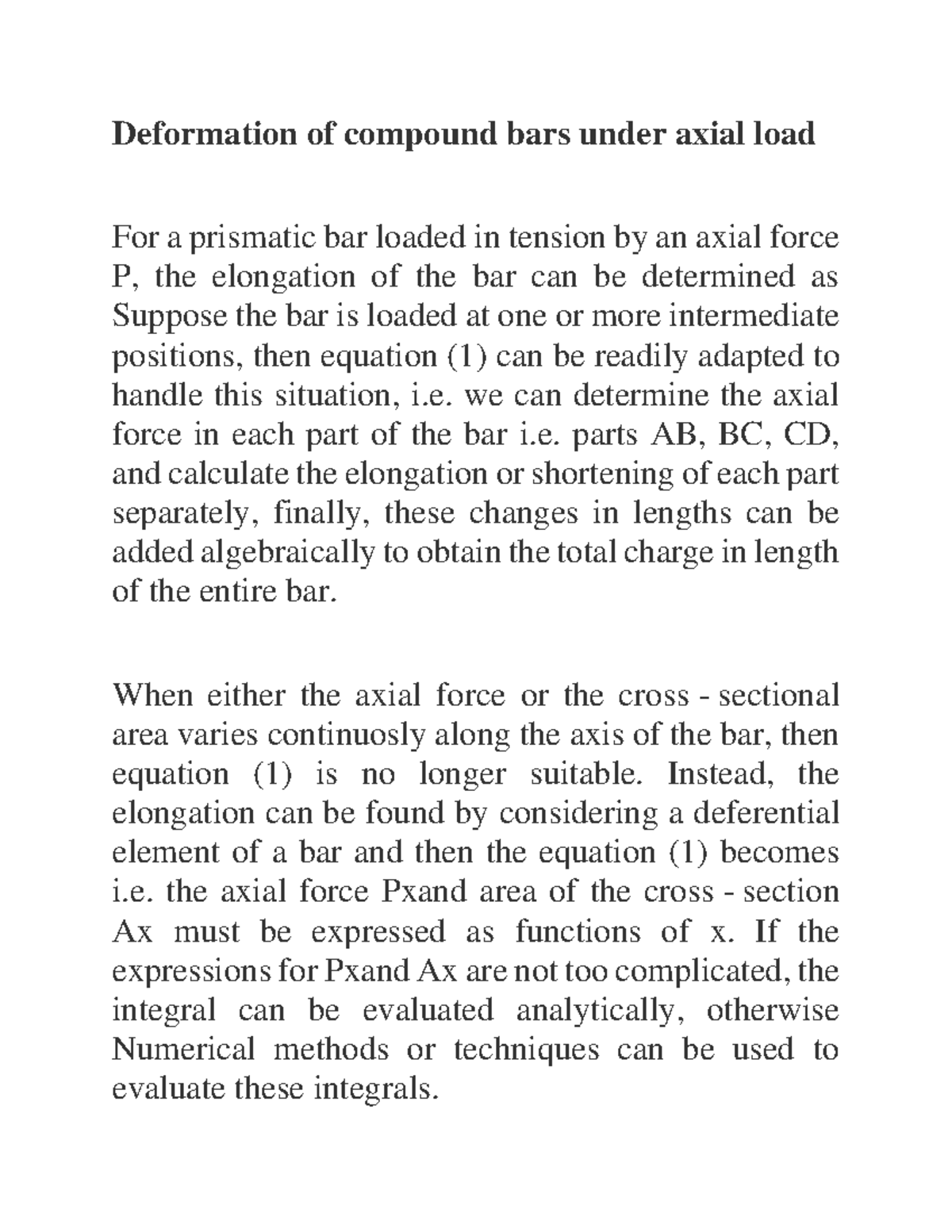 Deformation of compound bars under axial load - we can determine the ...
