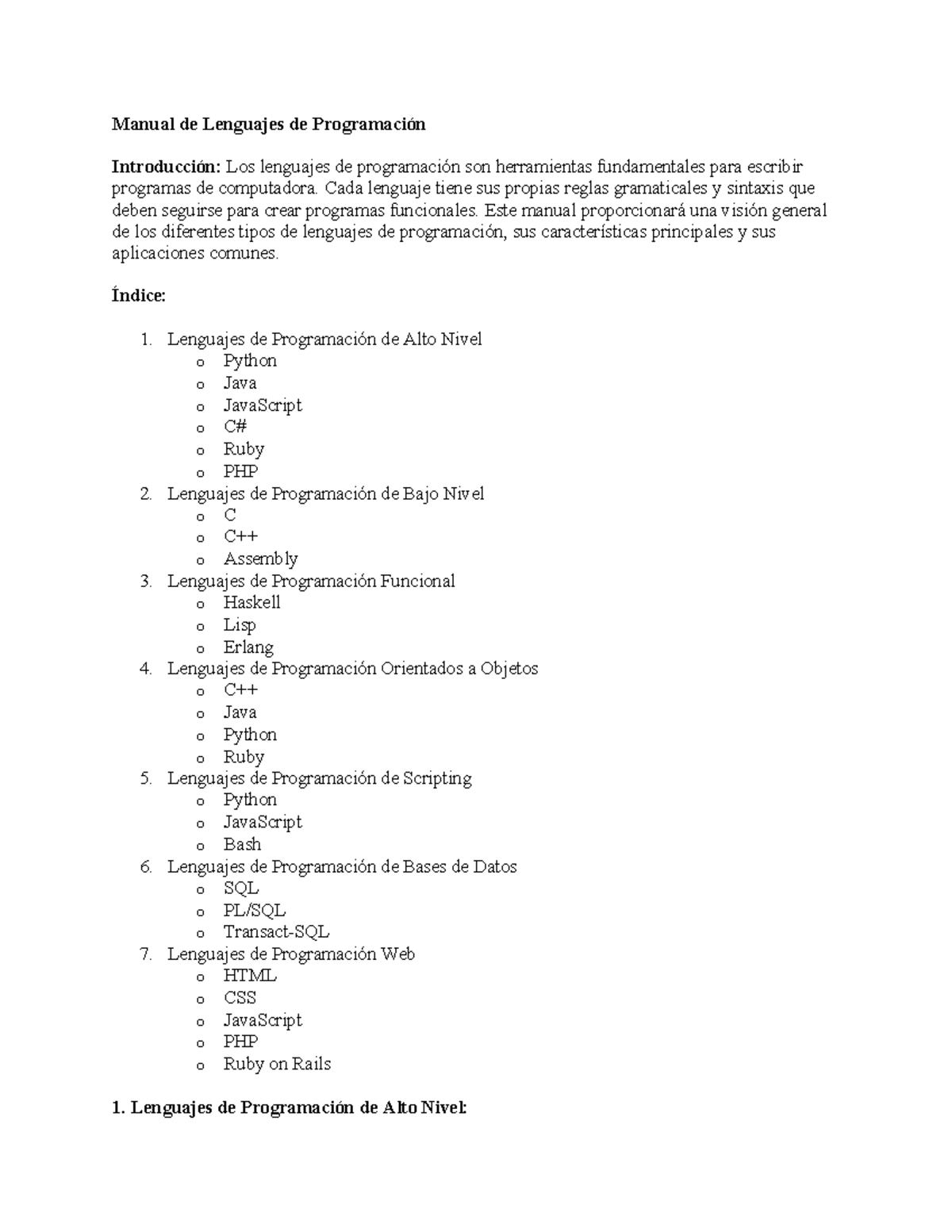 Manual de Lenguajes de Programación subir - Manual de Lenguajes de ...
